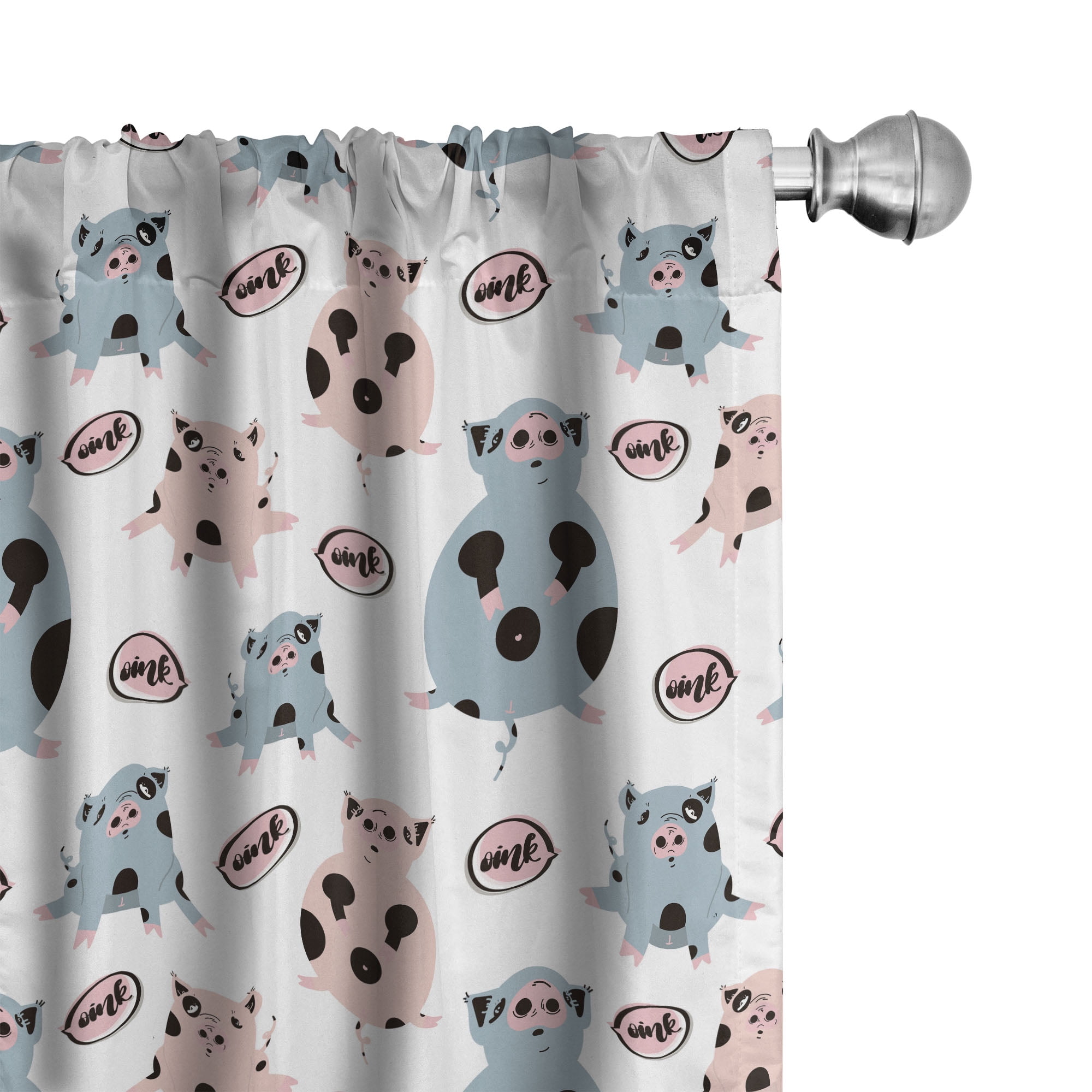 Ambesonne Farm Animal Curtains, Cartoon Pigs Art, Pair of 28"x63", Blue ...