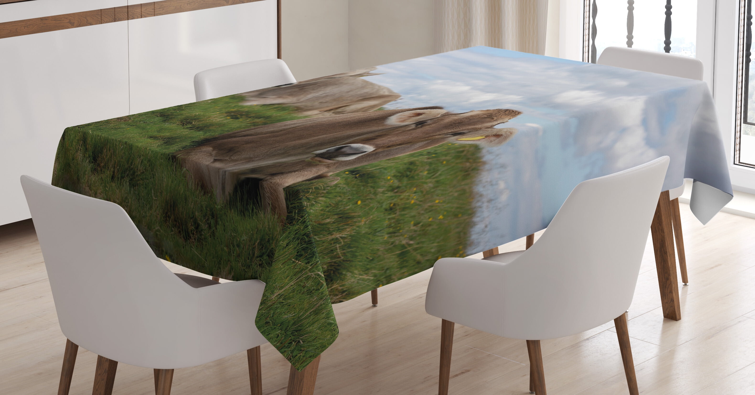 Ambesonne Farm Animal Tablecloth Rectangular Table Cover, Resting Cows ...