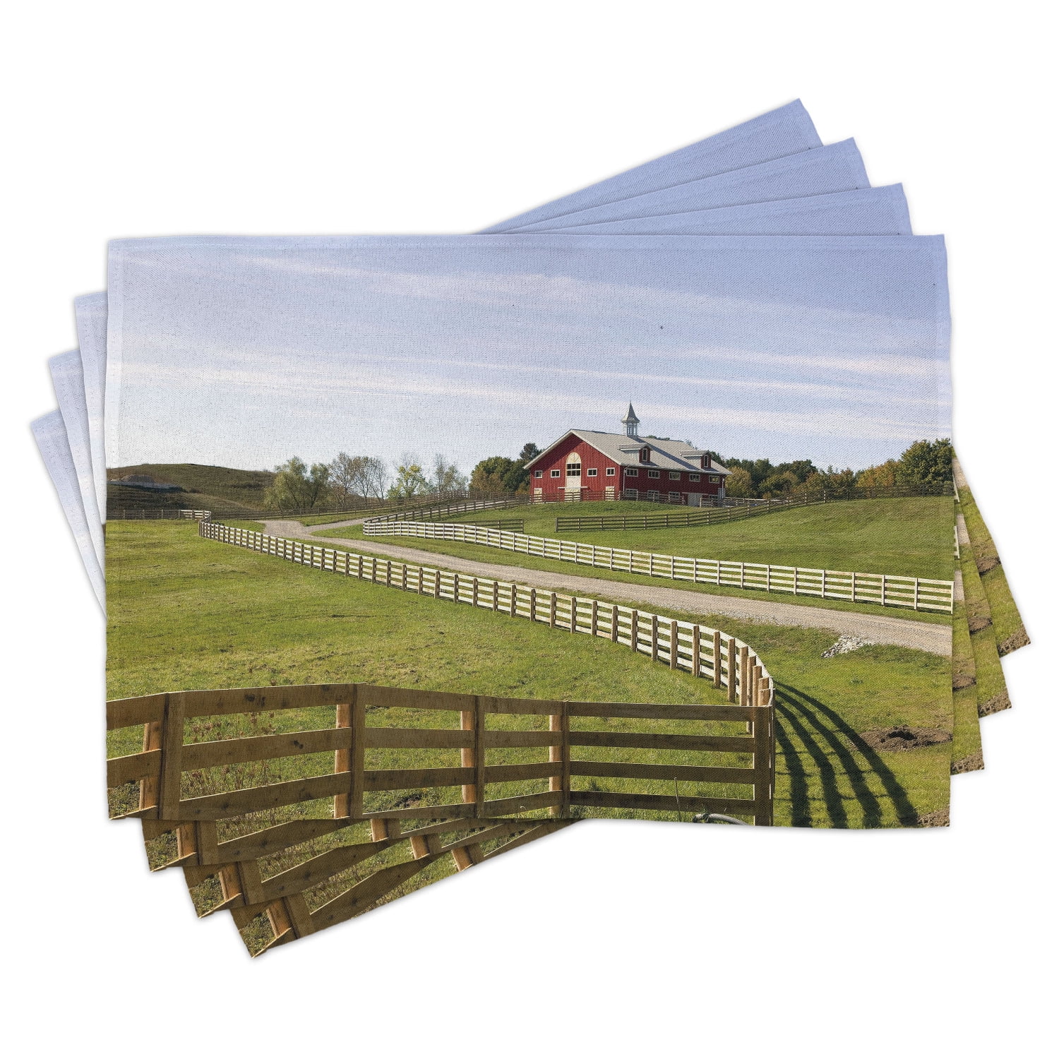 Ambesonne Farm House Place Mats Set of 4, Rural Country House, Standard ...