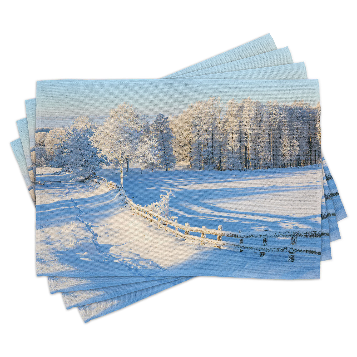 Ambesonne Farm House Place Mats Set of 4, Winter Snowy Pines, Standard ...
