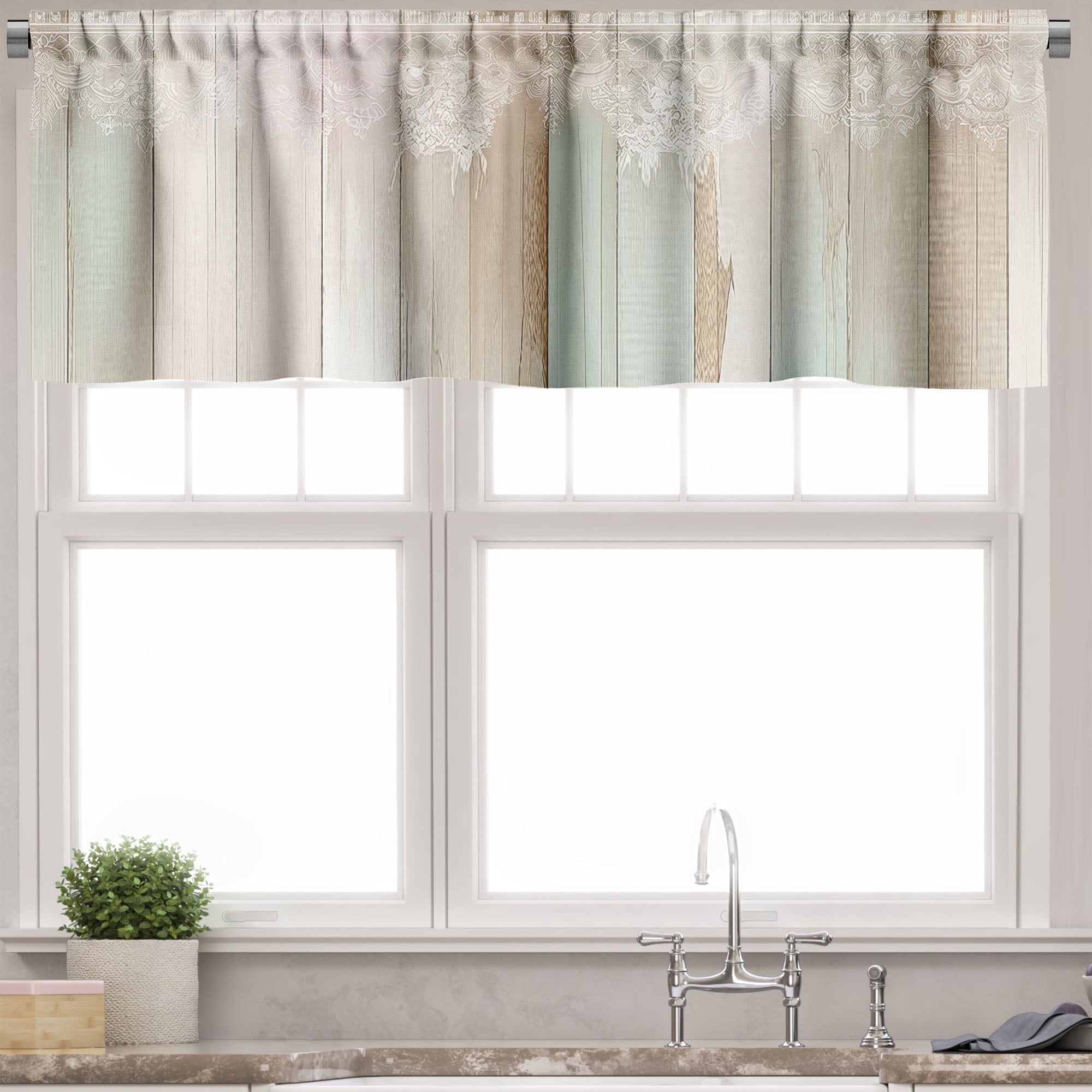 Ambesonne Farmhouse Window Valance, Oriental Art Lace Pattern, 54" X 18 ...