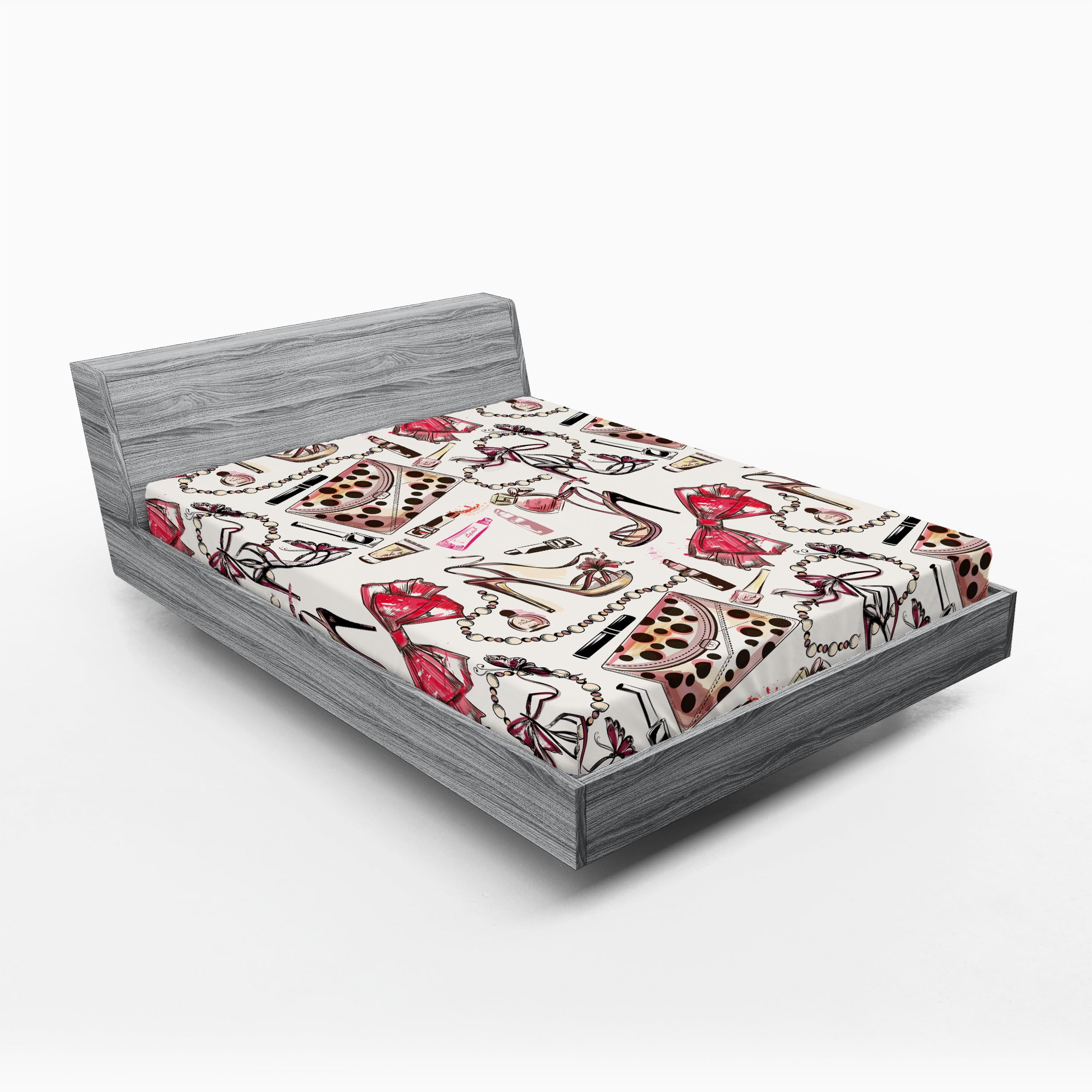 Ambesonne Fashion Fitted Sheet, Feminine Beauty Items, California King ...