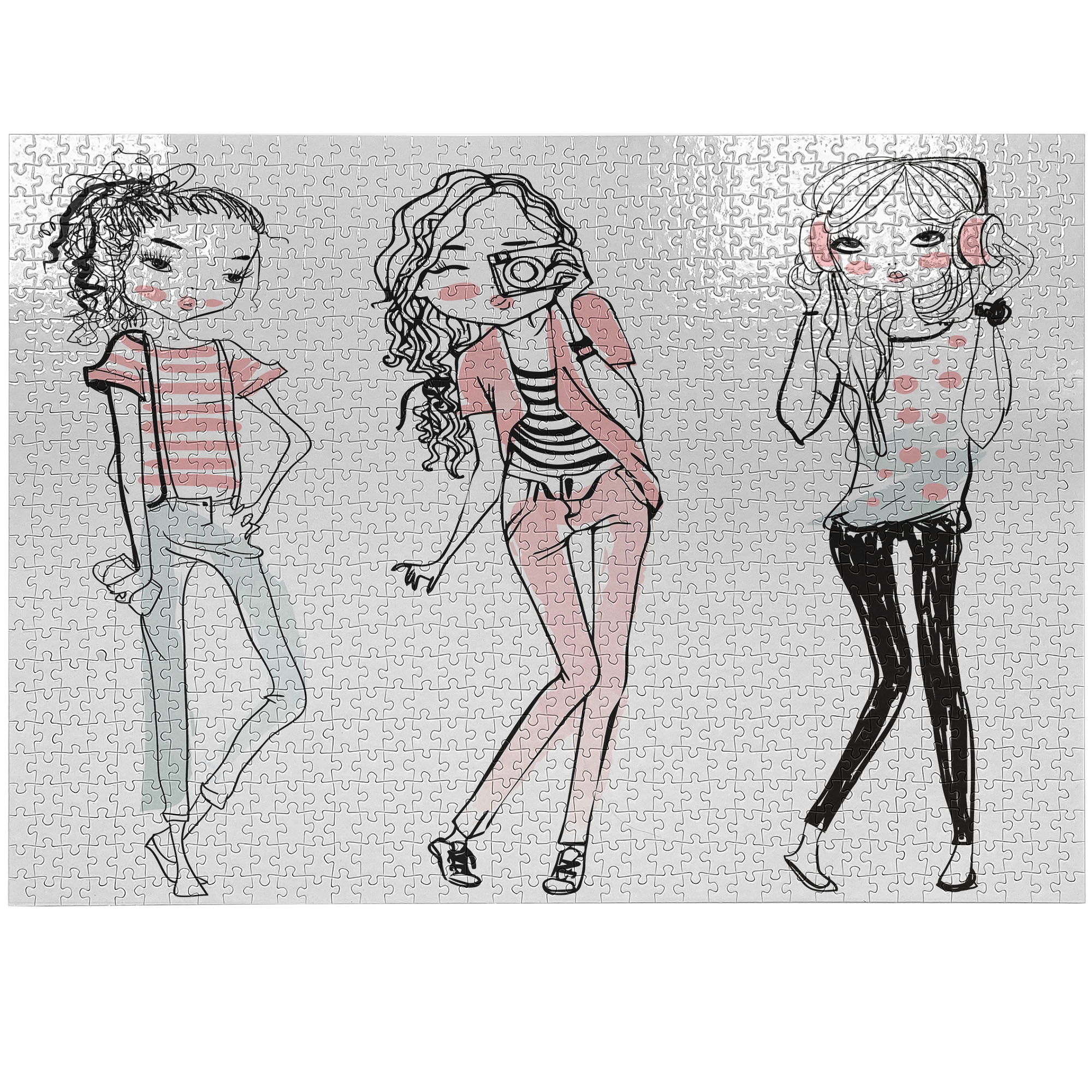 Ambesonne Fashion Jigsaw Puzzle, Cartoon Teenagers, Heirloom-Quality ...