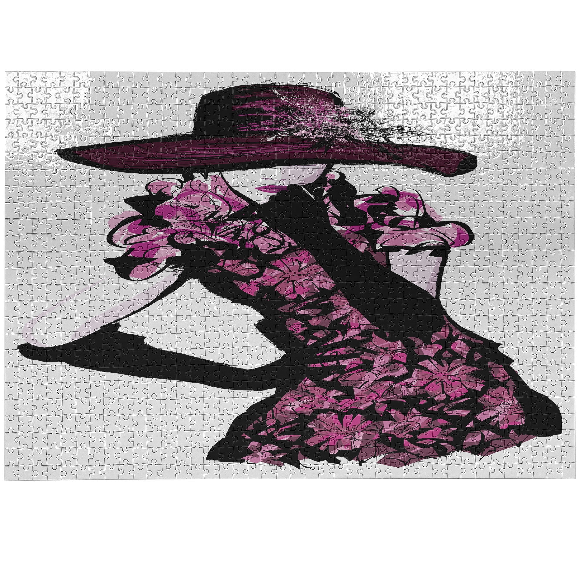 Ambesonne Fashion Jigsaw Puzzle, Woman in Floral Dress, Heirloom ...