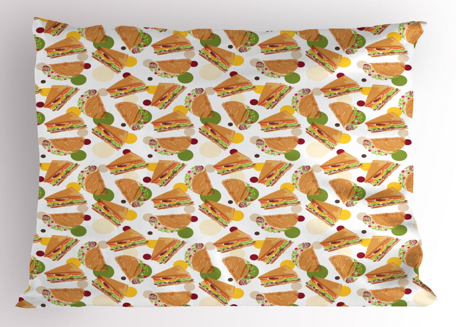 Ambesonne Fast Food Pillow Sham, Sandwich and Taco Snacks, 36" X 20 ...