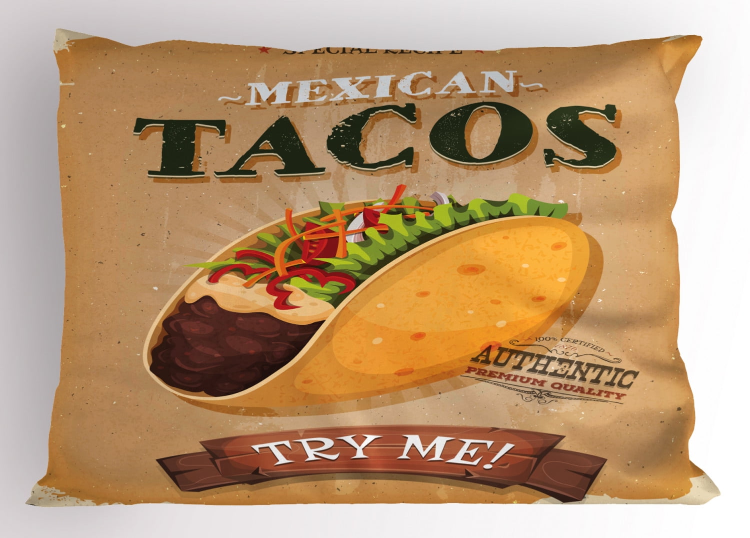 Ambesonne Fast Food Pillow Sham, Special Recipe Try Me, 36" X 20 ...