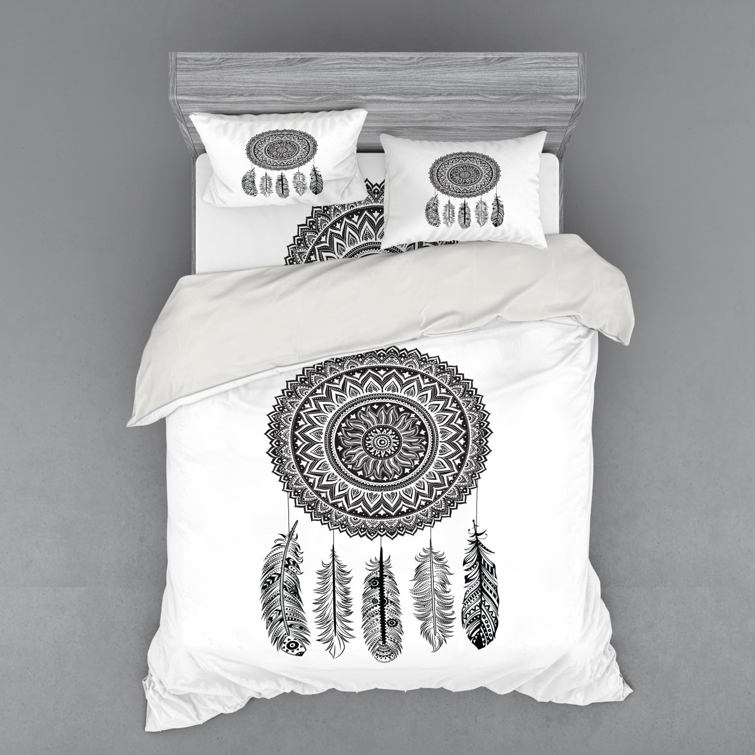 Ambesonne Feather Bedding Set 4 Pcs, Aztec Dream Catcher, Queen, White ...