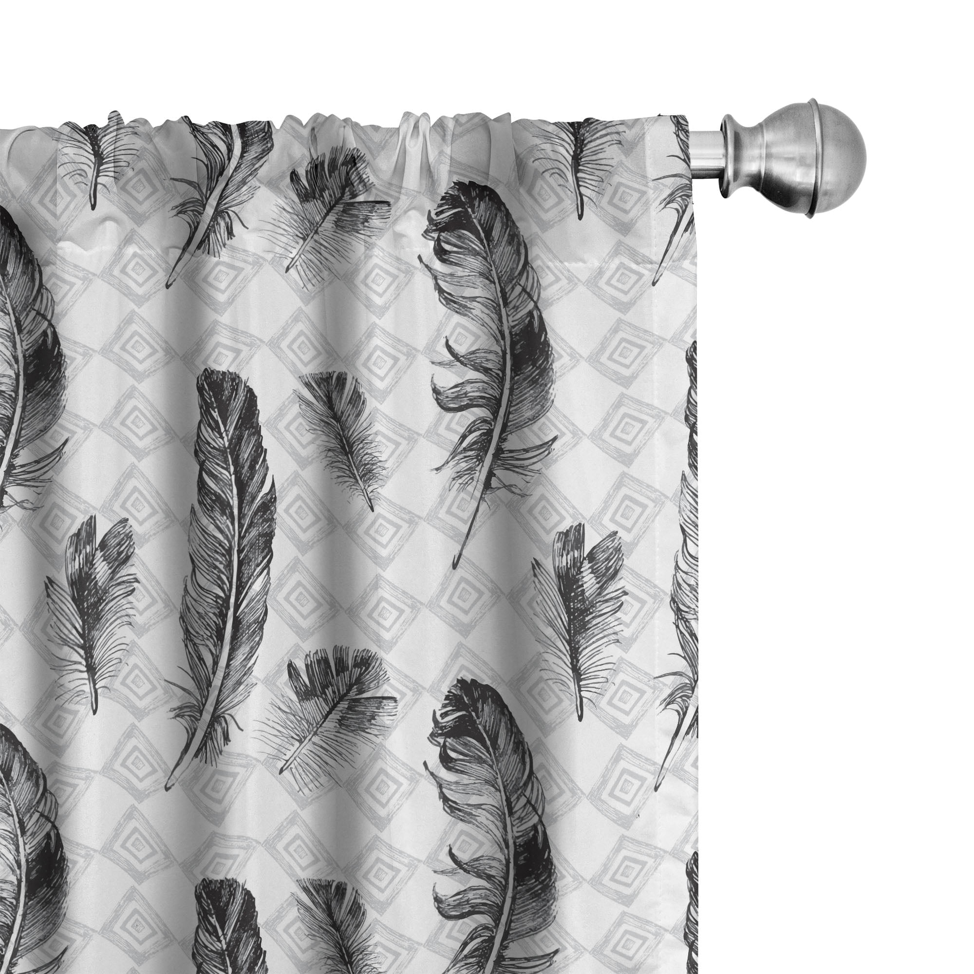 Ambesonne Feather Curtains, Grunge Geometric Gothic, Pair of 28"x95 ...