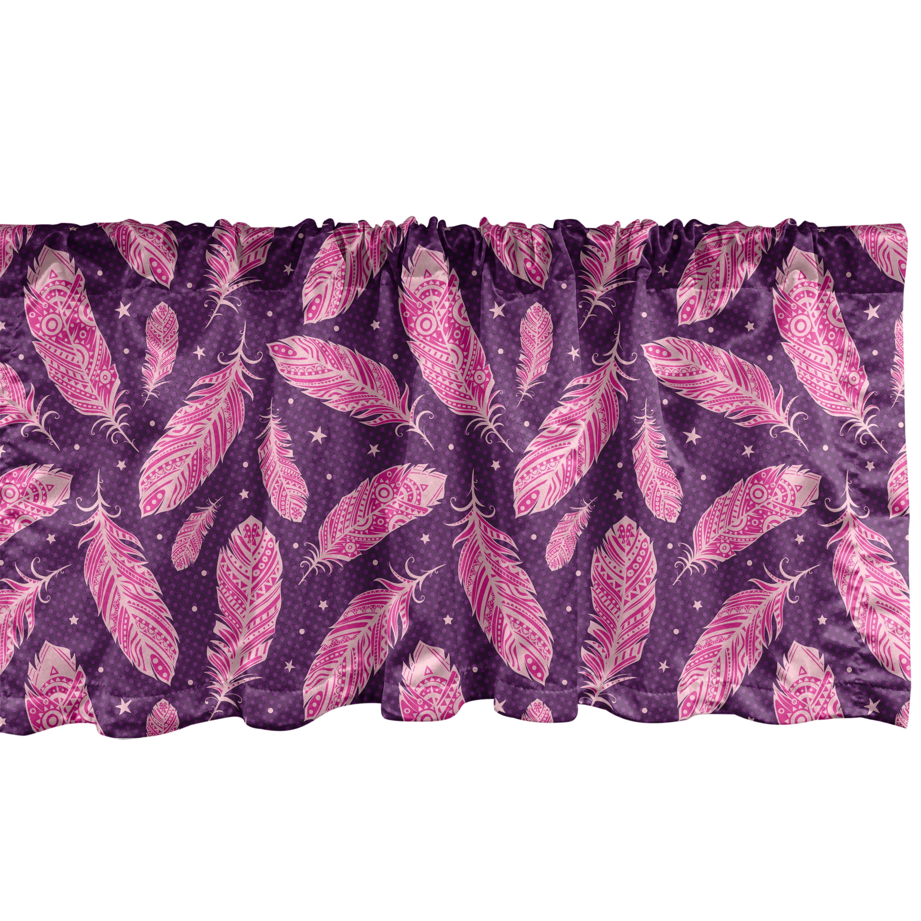 Ambesonne Feather Window Valance, Boho Girlish Feathers Indigenous ...