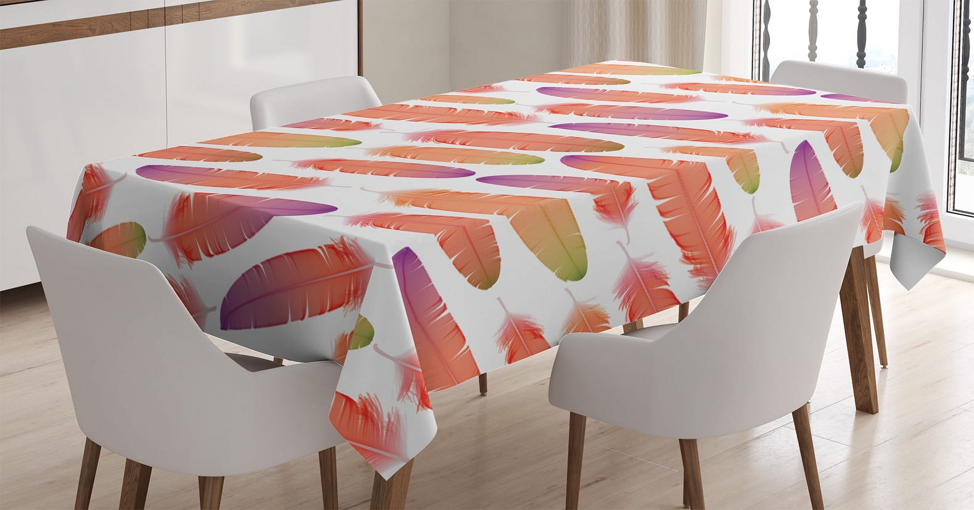 Ambesonne Feathers Tablecloth Rectangular Table Cover, Color Details ...