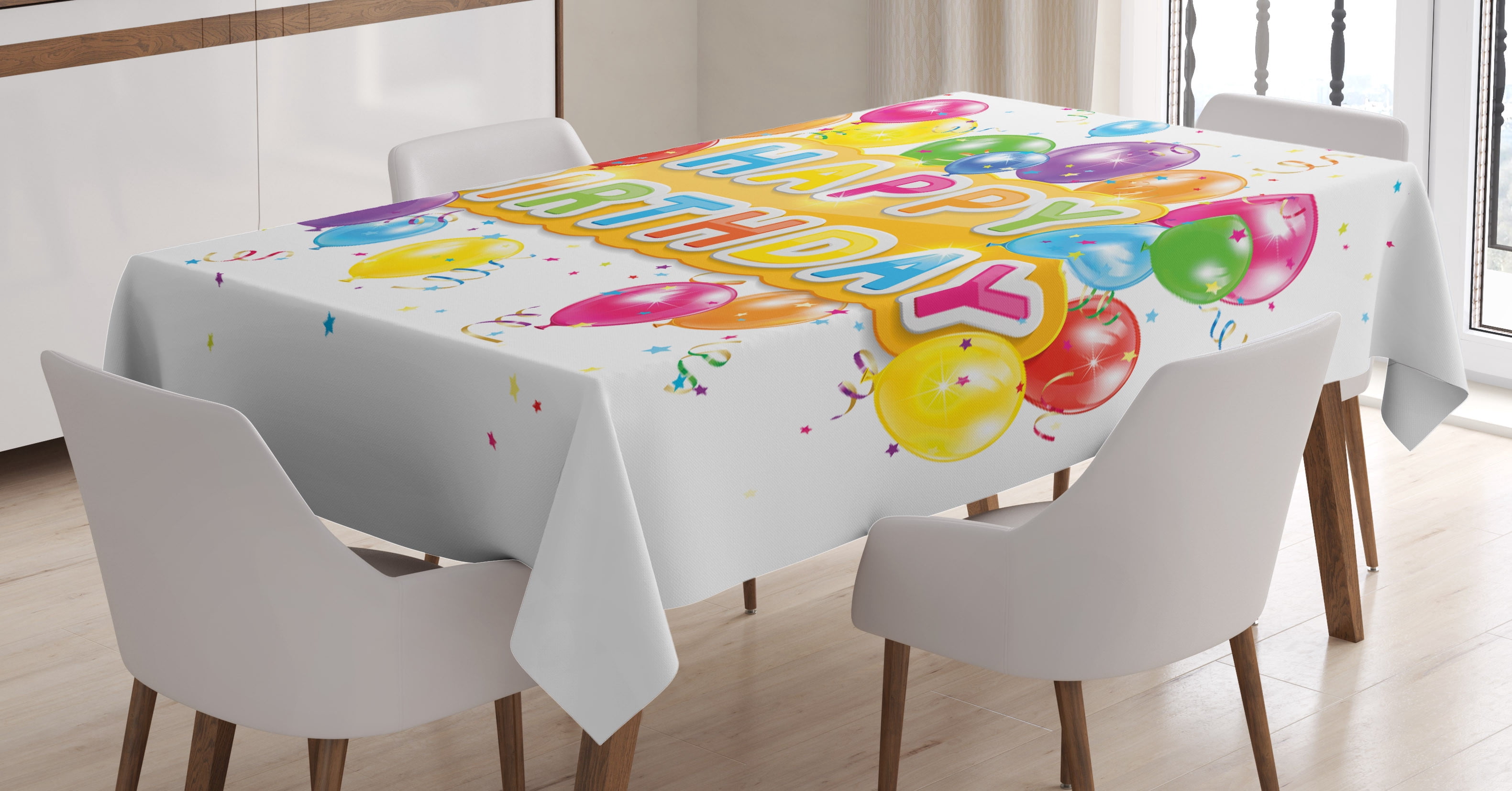 Ambesonne Festival Tablecloth Rectangular Table Cover, Vivid Birthday ...