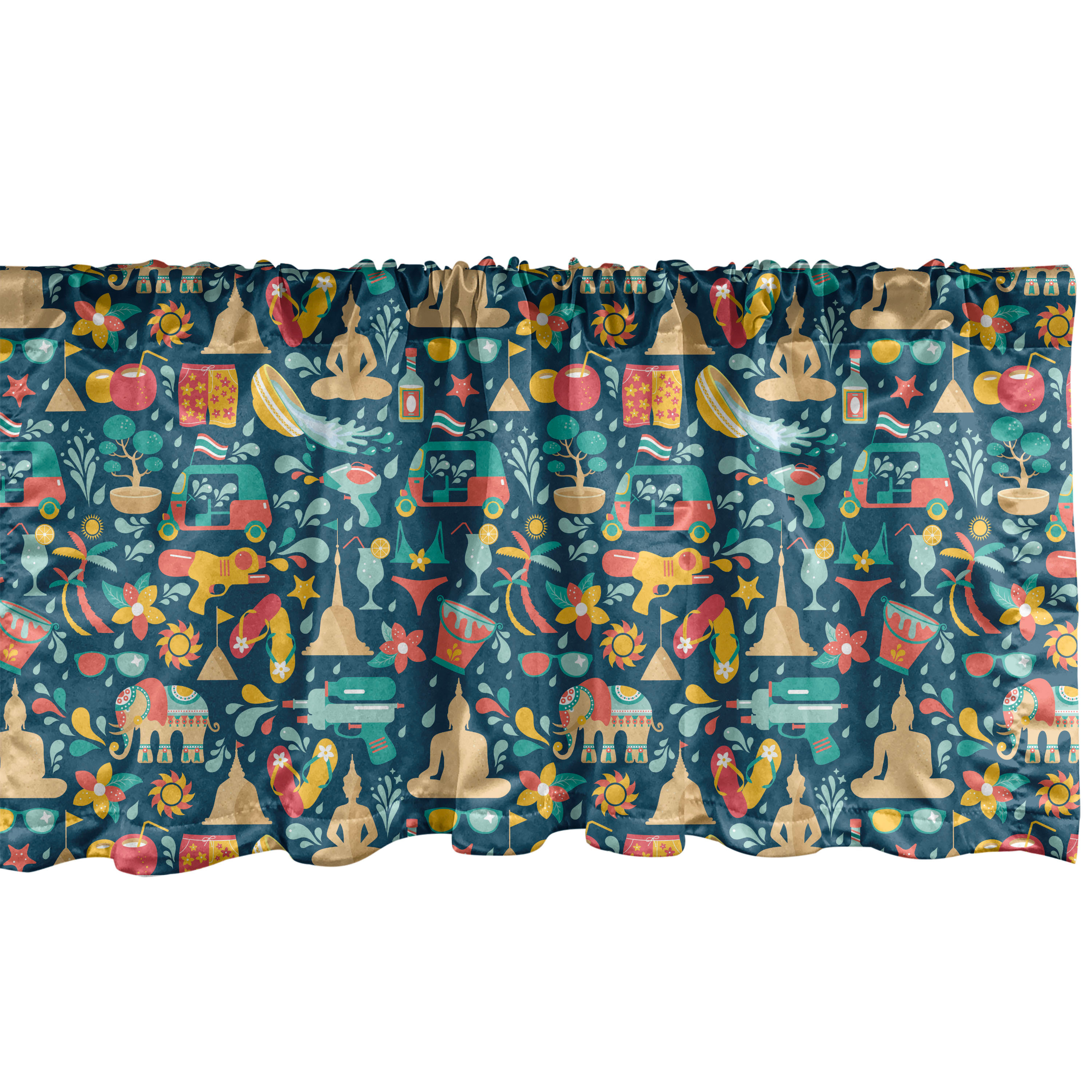 Ambesonne Festival Window Valance, Thai Songkran Carnival, 42" x 12 ...