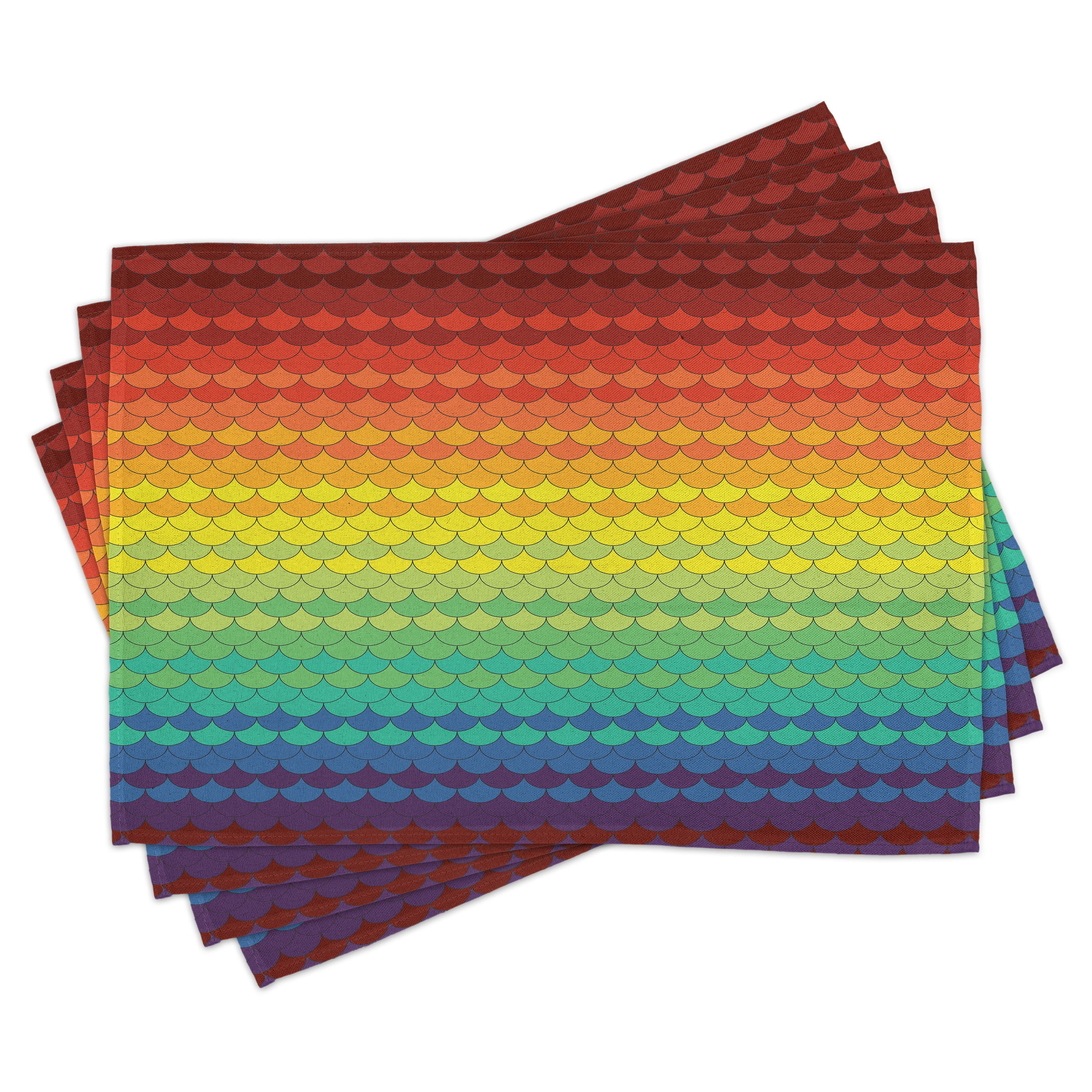 Ambesonne Fiesta Place Mats Set of 4, Colorful Rainbow Scale, Standard ...