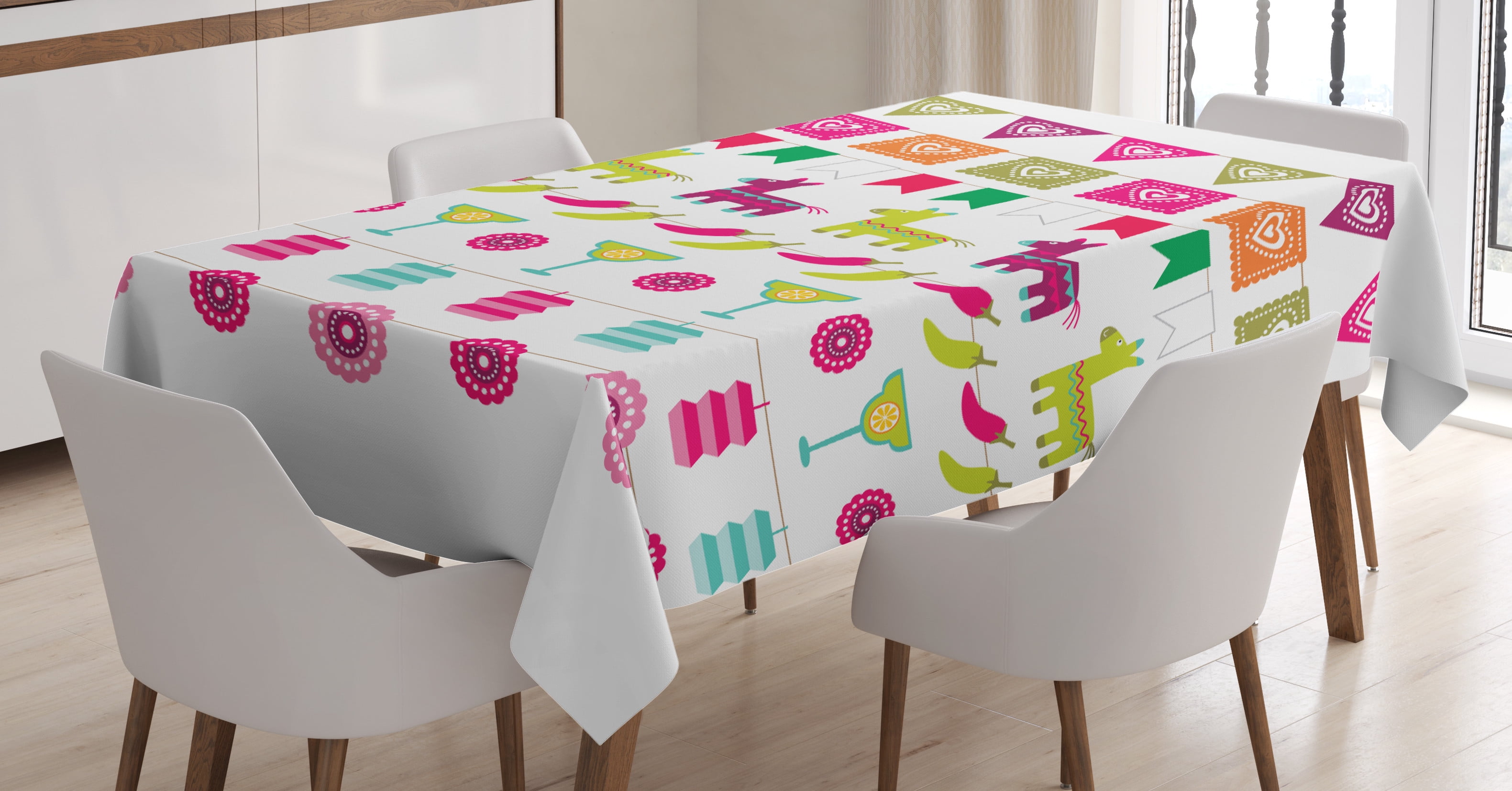 Ambesonne Fiesta Tablecloth Rectangular Table Cover, Latin Motifs ...