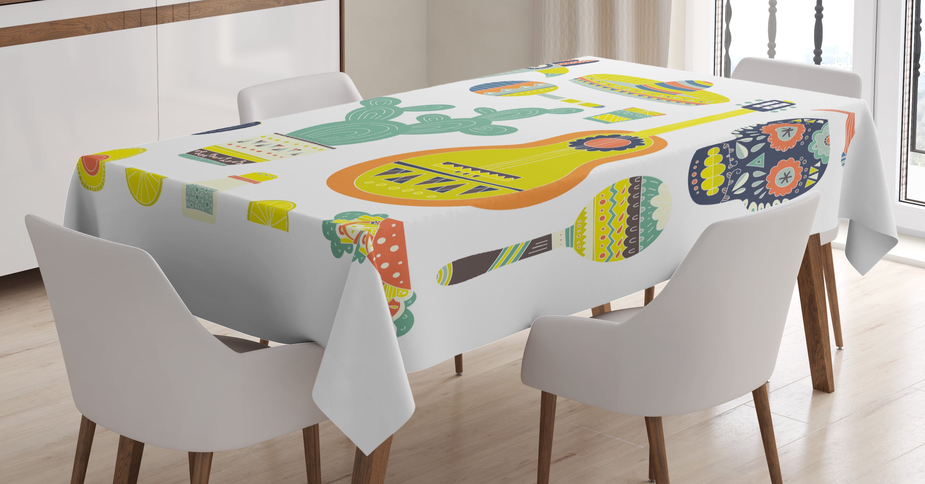 Ambesonne Fiesta Tablecloth Rectangular Table Cover, Mexican Motifs ...