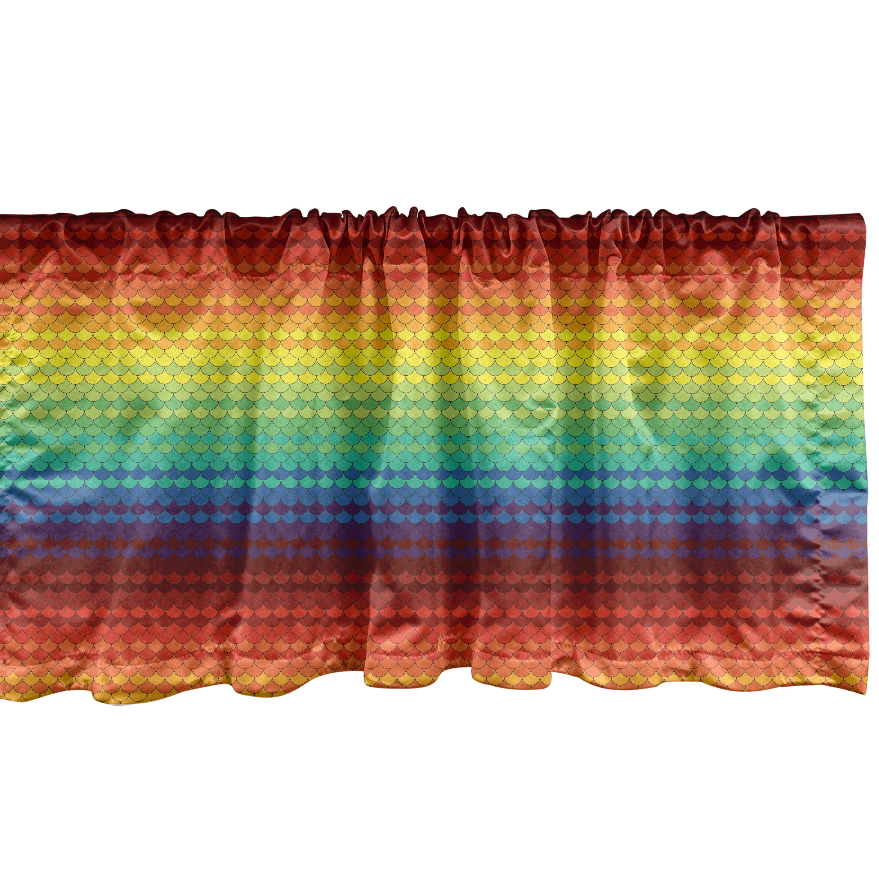 Ambesonne Fiesta Window Valance, Colorful Rainbow Scale, 54" X 12 ...