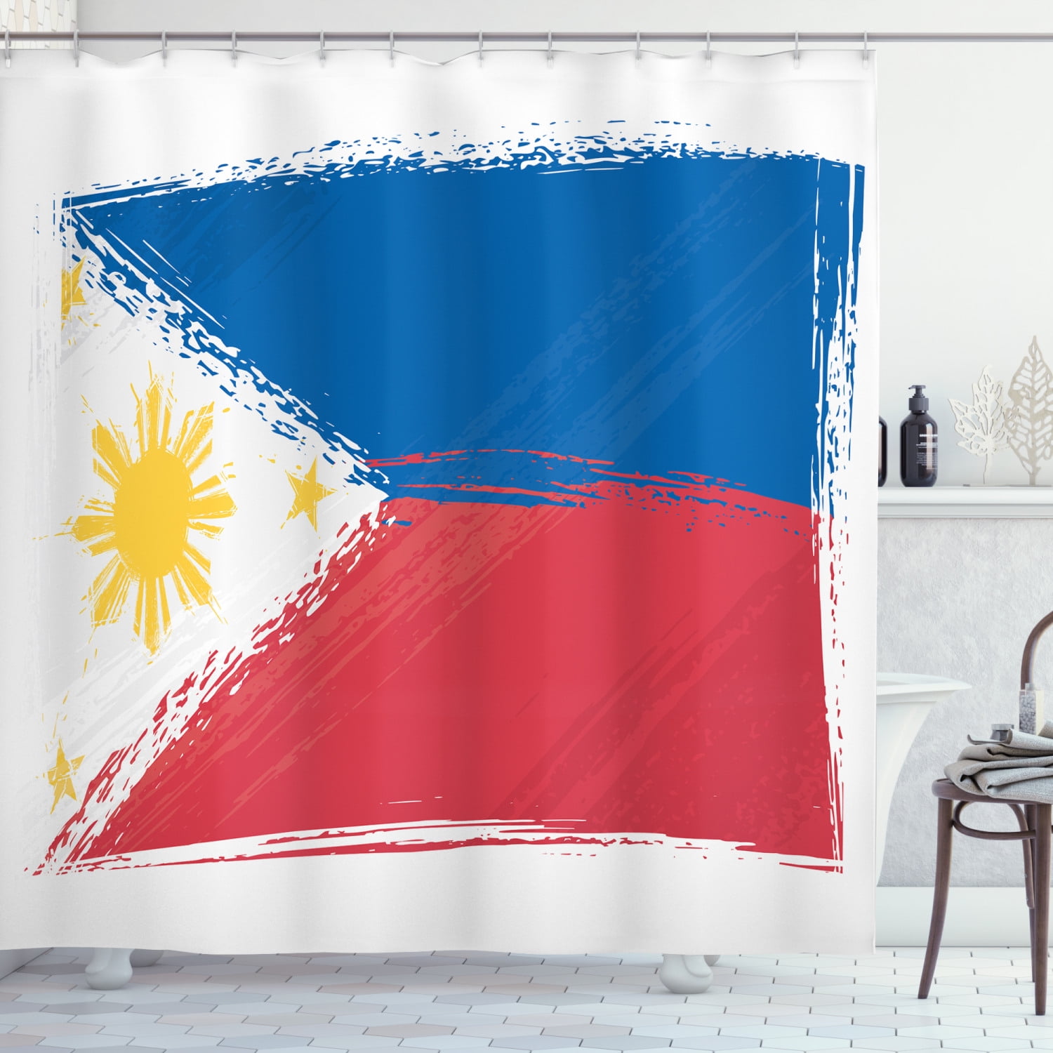 Ambesonne Filipino Shower Curtain, National Flag, 69"Wx75"L, Cobalt ...