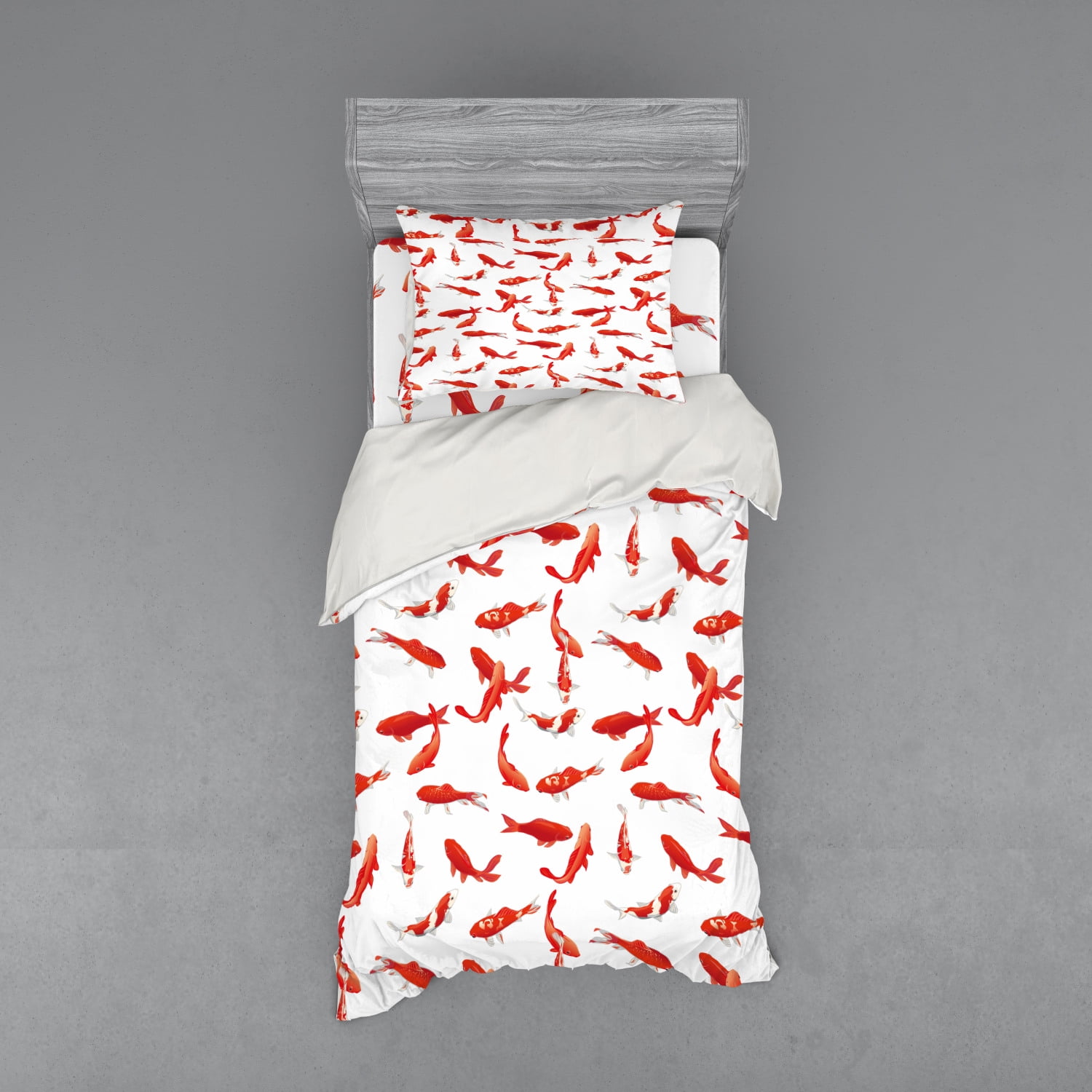 Ambesonne Fish Bedding Set 3 Pcs, Koi Shoal Marine, Twin XL, Orange ...
