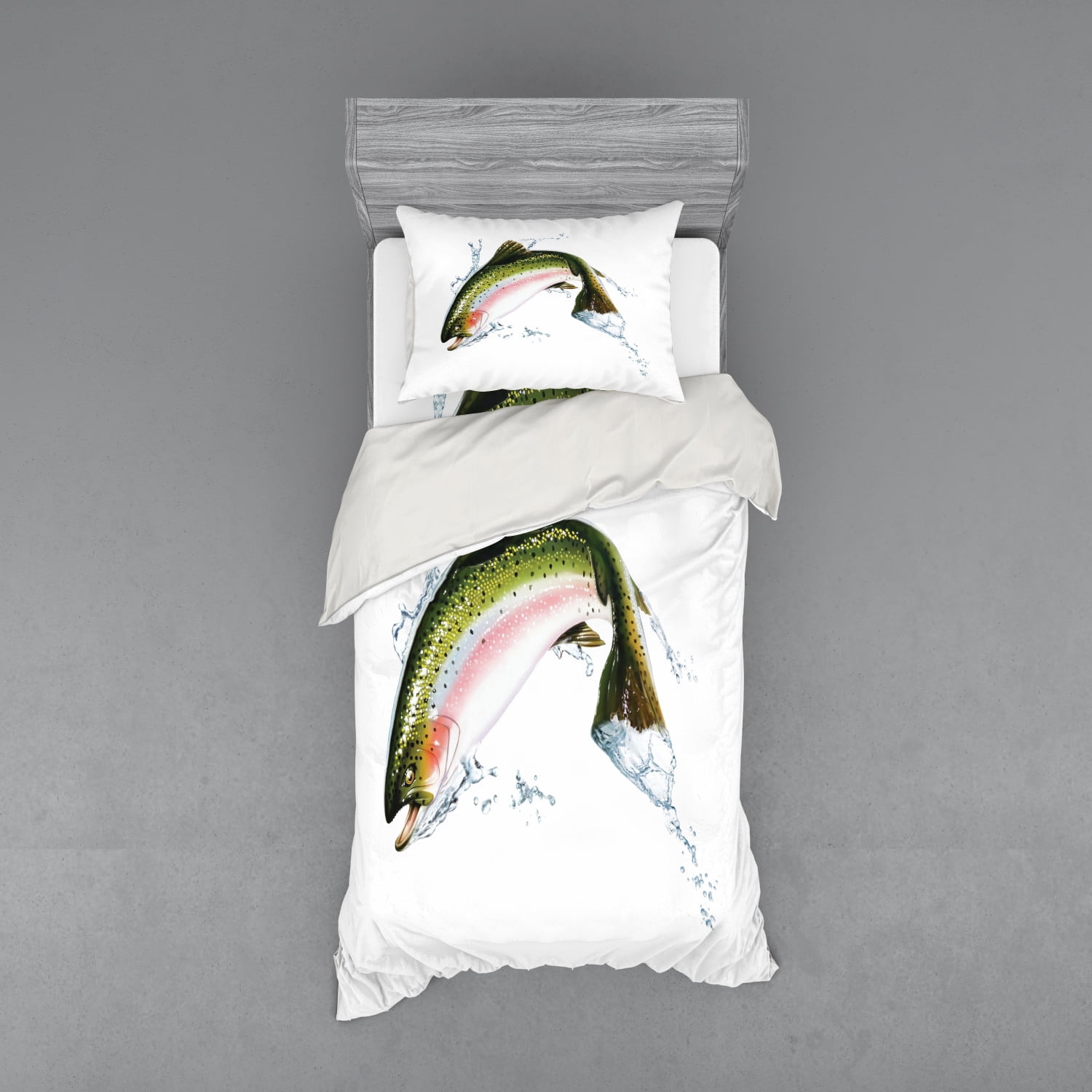 Ambesonne Fish Bedding Set 3 Pcs, Salmon Photorealistic Art, Twin XL ...