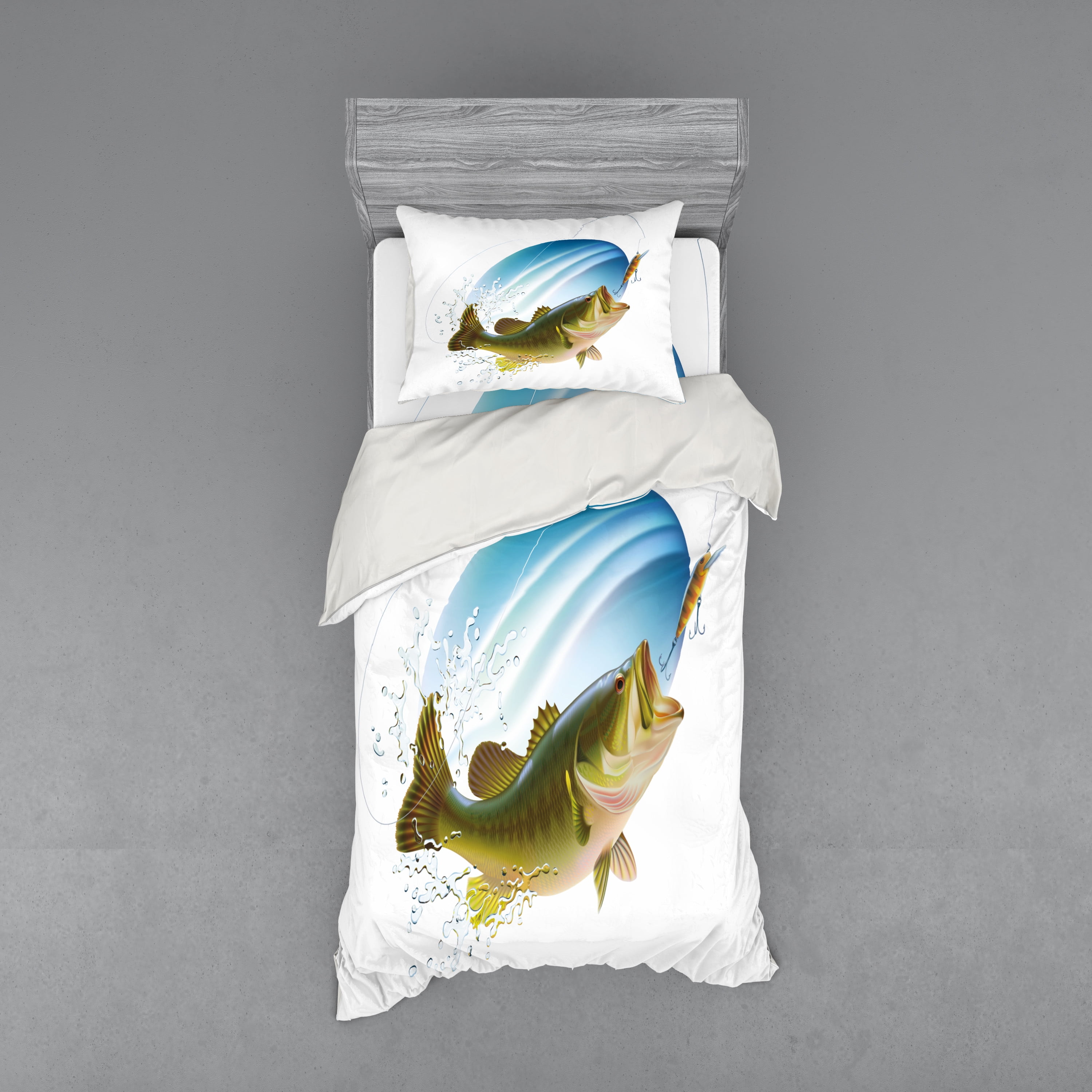 Ambesonne Fish Bedding Set 3 Pcs, Wild Life in Nature Theme, Twin ...