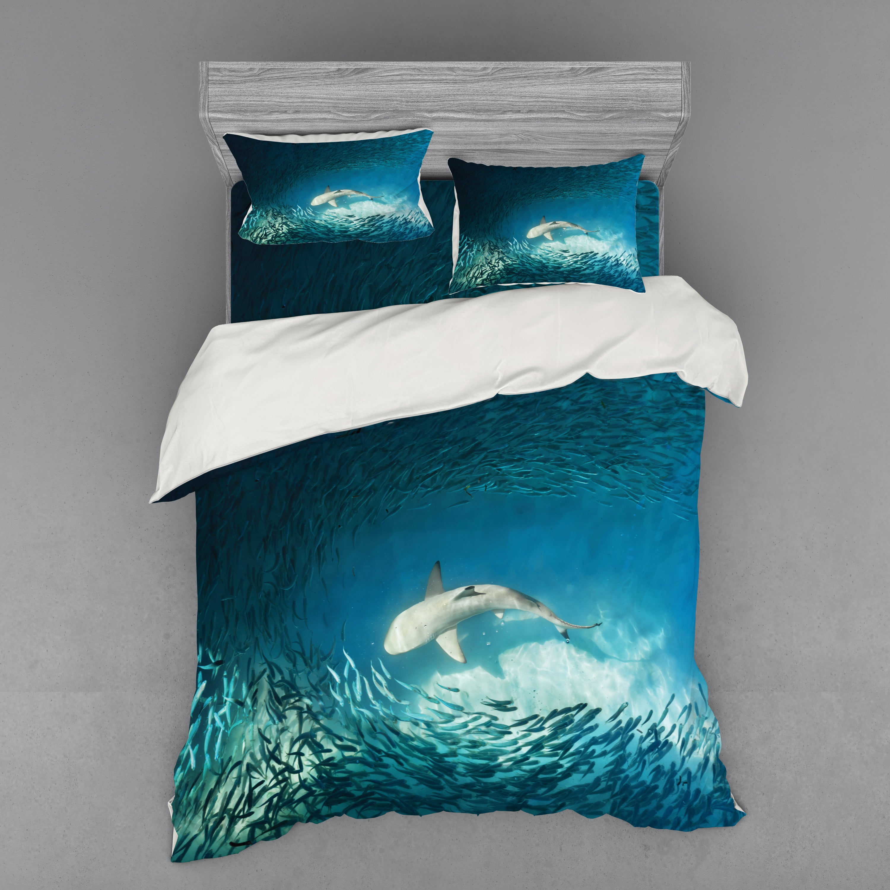 Ambesonne Fish Bedding Set 4 Pcs, Animals Teal Wildlife, Queen, Teal ...