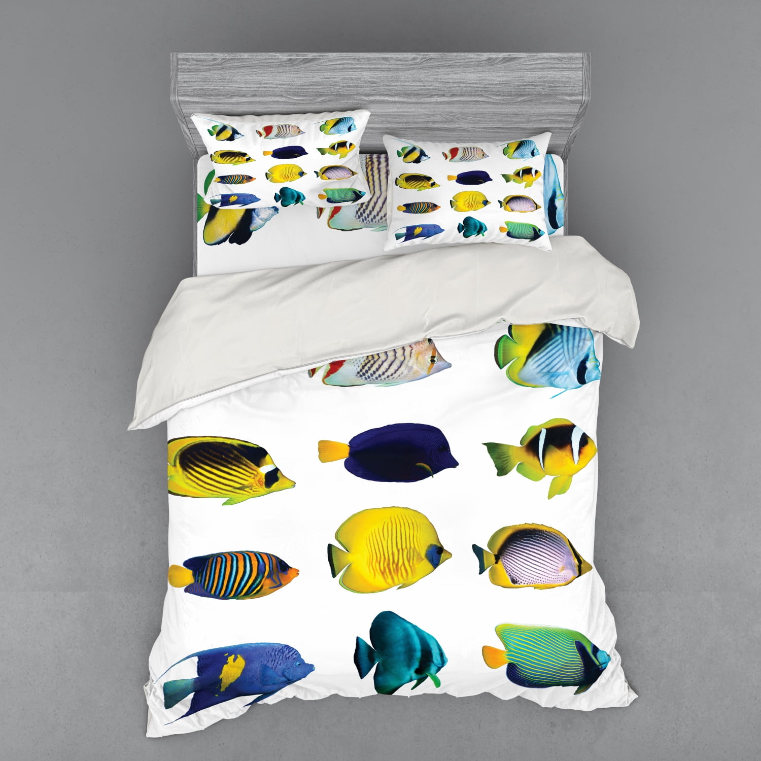 Ambesonne Fish Bedding Set 4 Pcs, Collage of Sea Animals, Queen ...