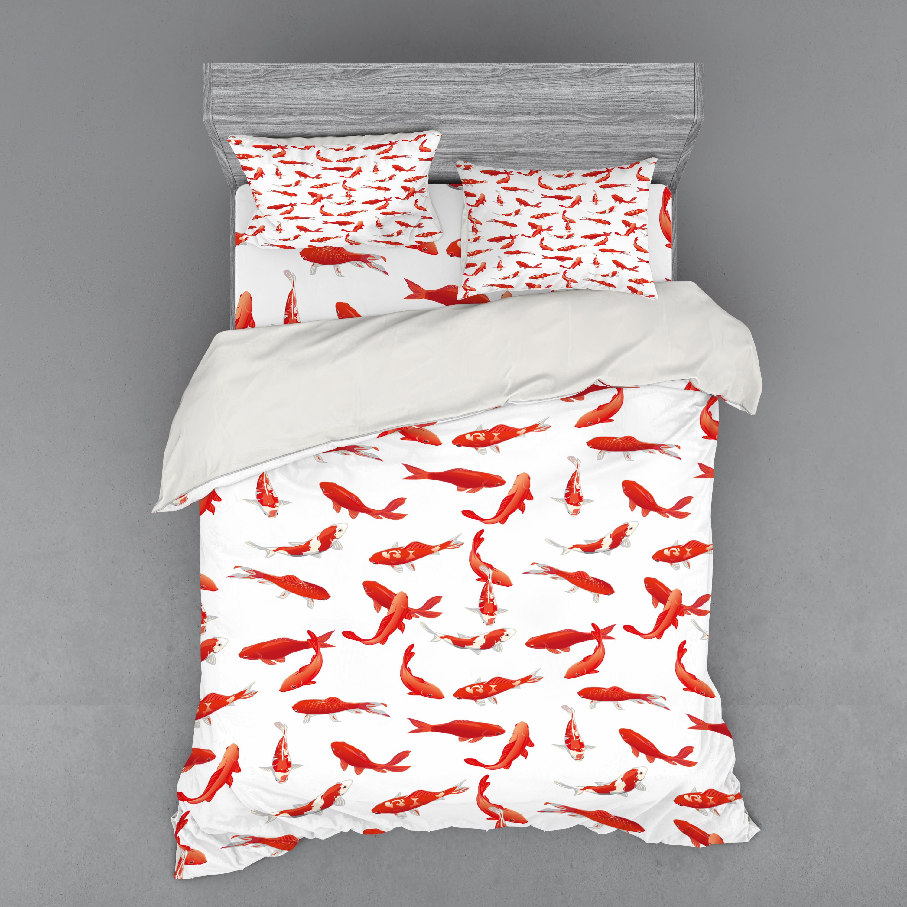Ambesonne Fish Bedding Set 4 Pcs, Koi Shoal Marine, Queen, Orange ...