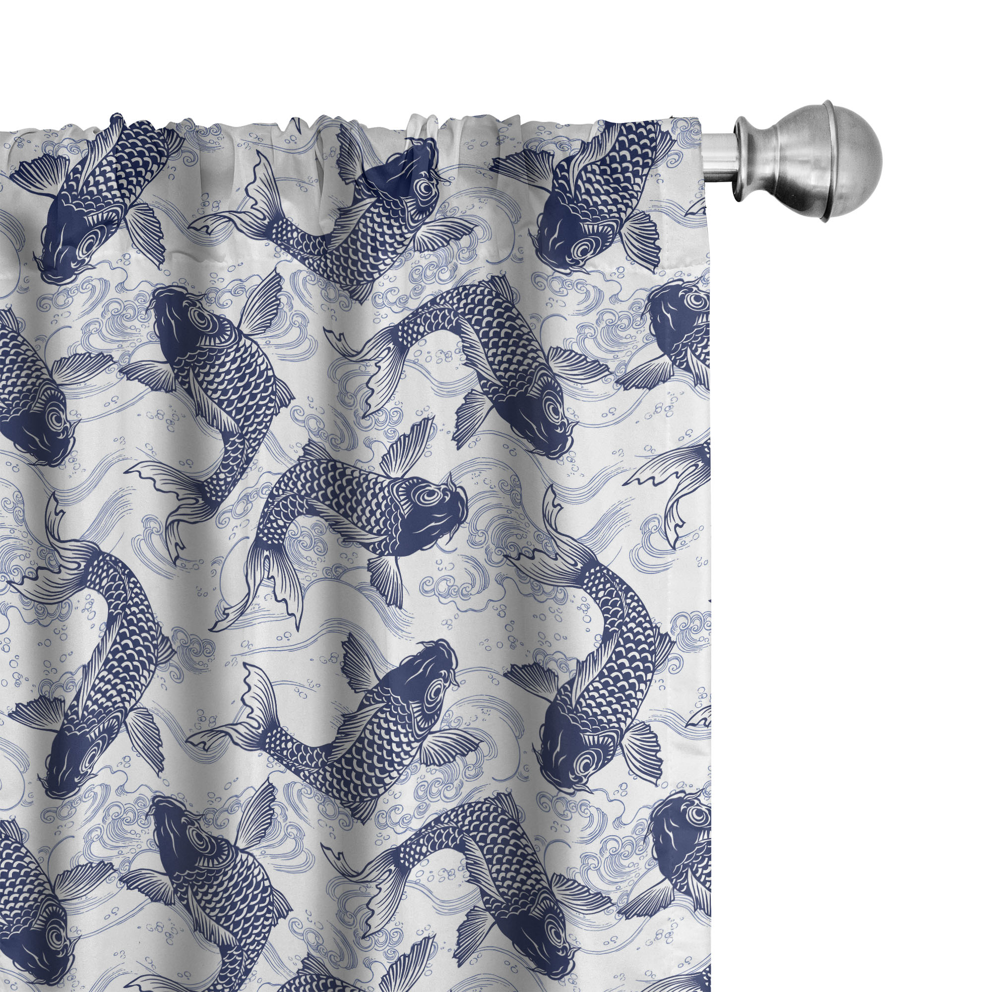 Ambesonne Fish Curtains, Eastern Traditional Animal, Pair of 28"x84 ...