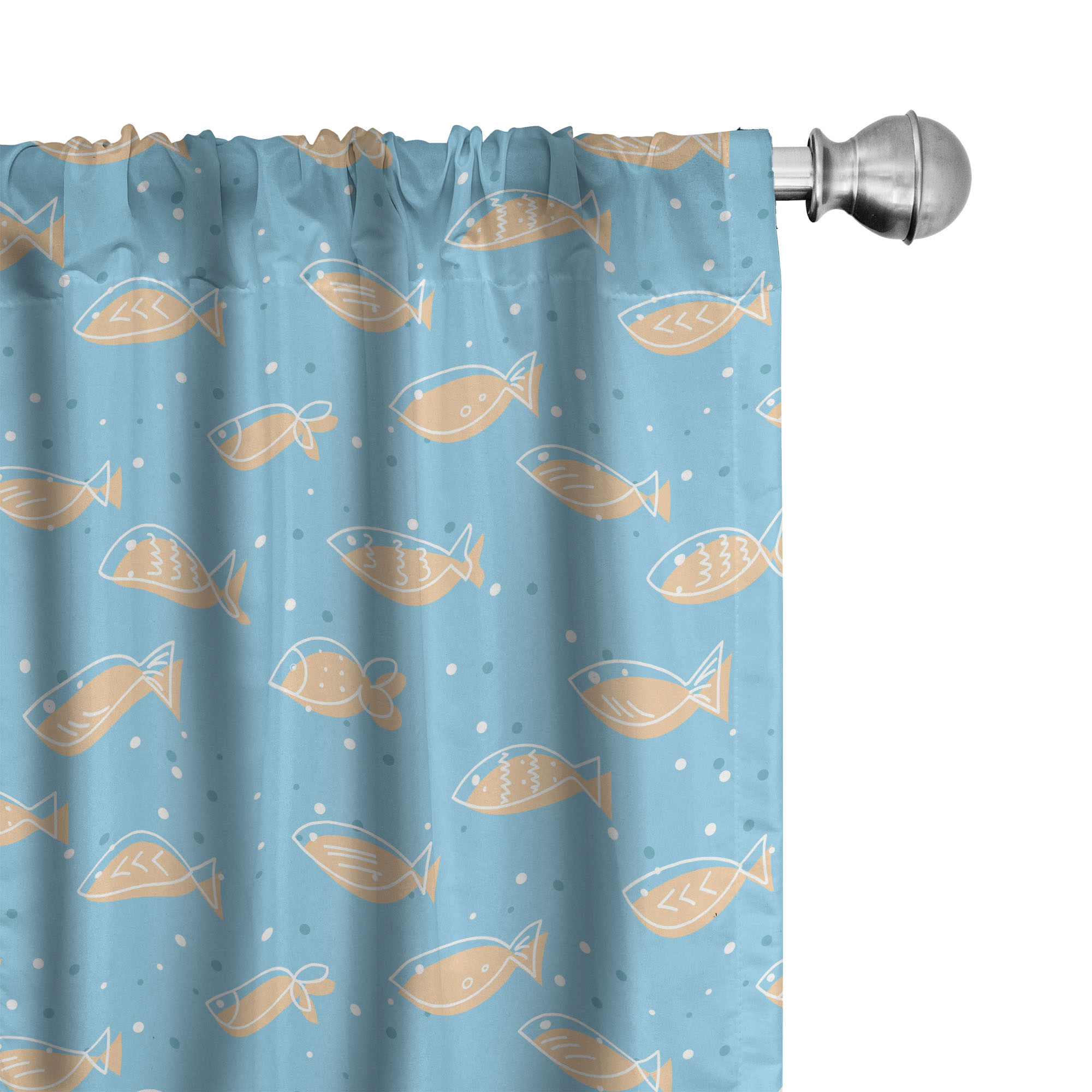 Ambesonne Fish Curtains, Hand Drawn Style Flock, Pair of 28"x84", Pale ...