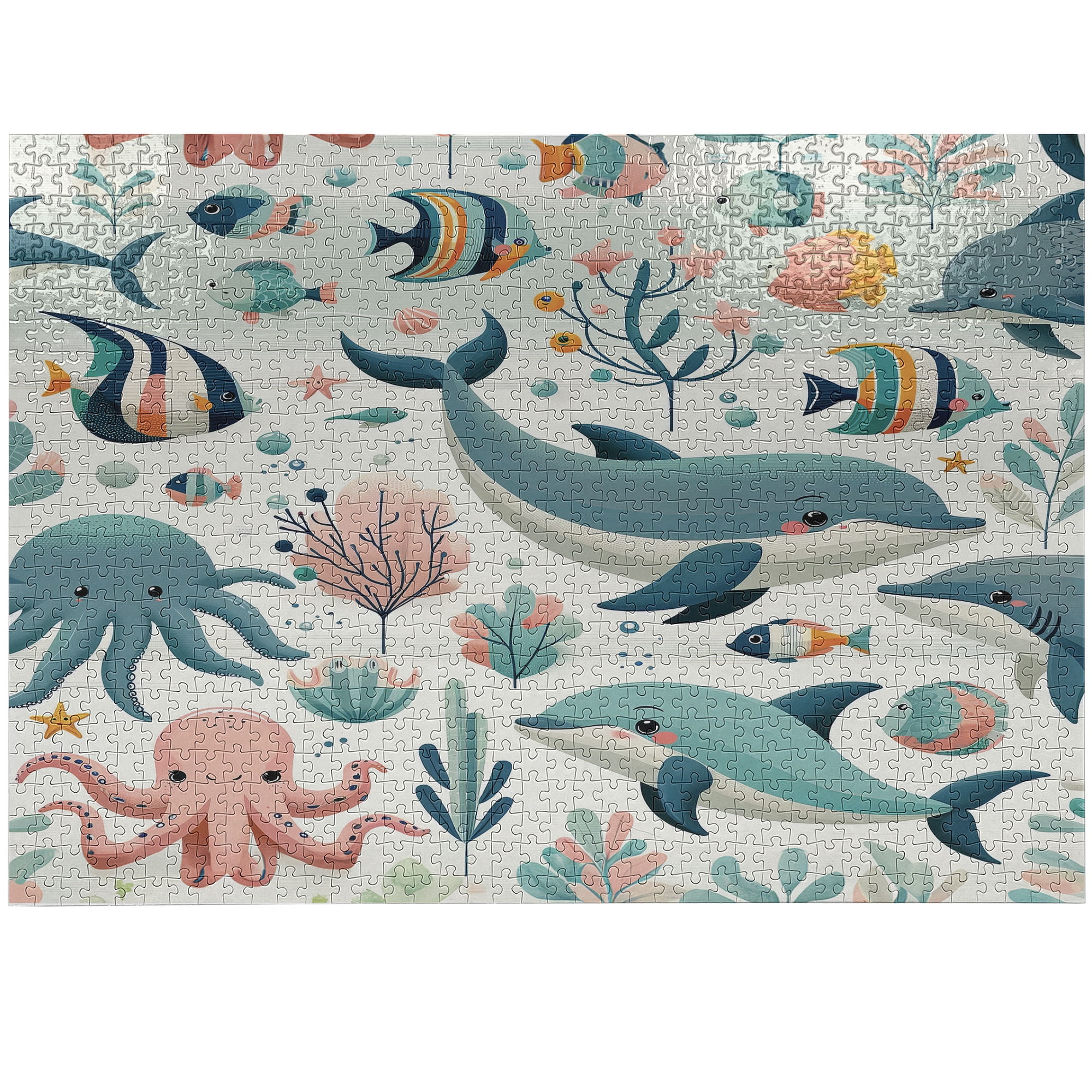 Ambesonne Fish Jigsaw Puzzle, Cartoon Underwater Friends, Heirloom ...