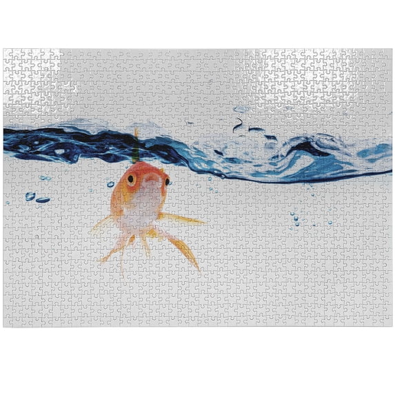 Ambesonne Fish Jigsaw Puzzle Durable Cardboard, Goldfish Swimming in ...