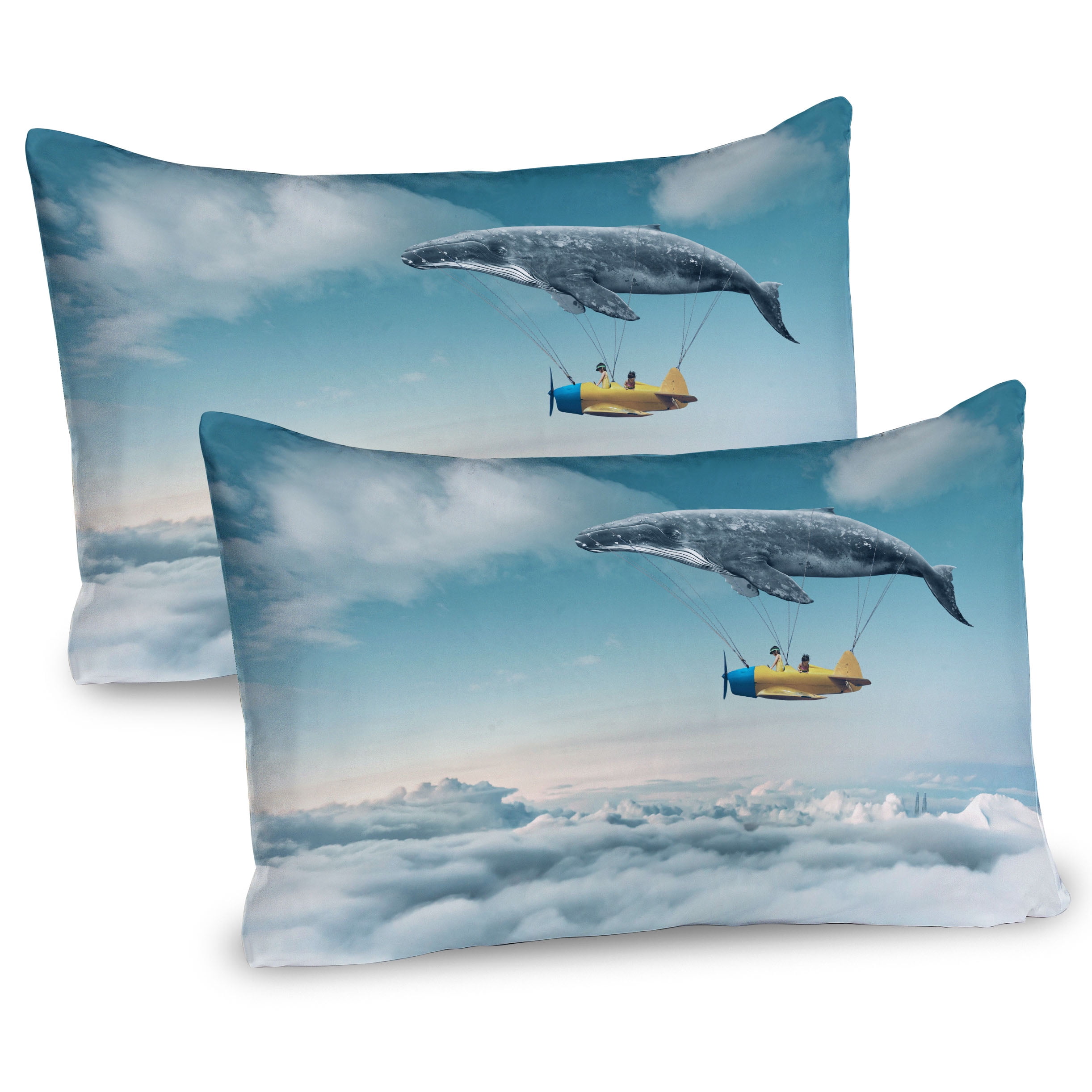 Ambesonne Fish Pillow Sham 2 Pack, Dreamy View Whale Clouds, 30"x20 ...