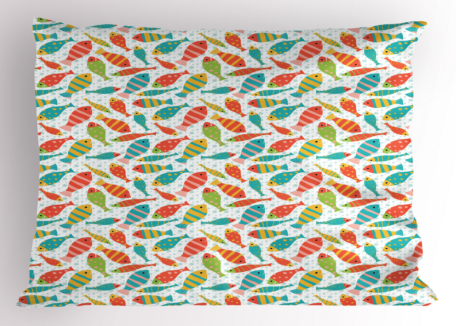 Ambesonne Fish Pillow Sham, Colorful Fish Sea Bubbles, 36" X 20 ...