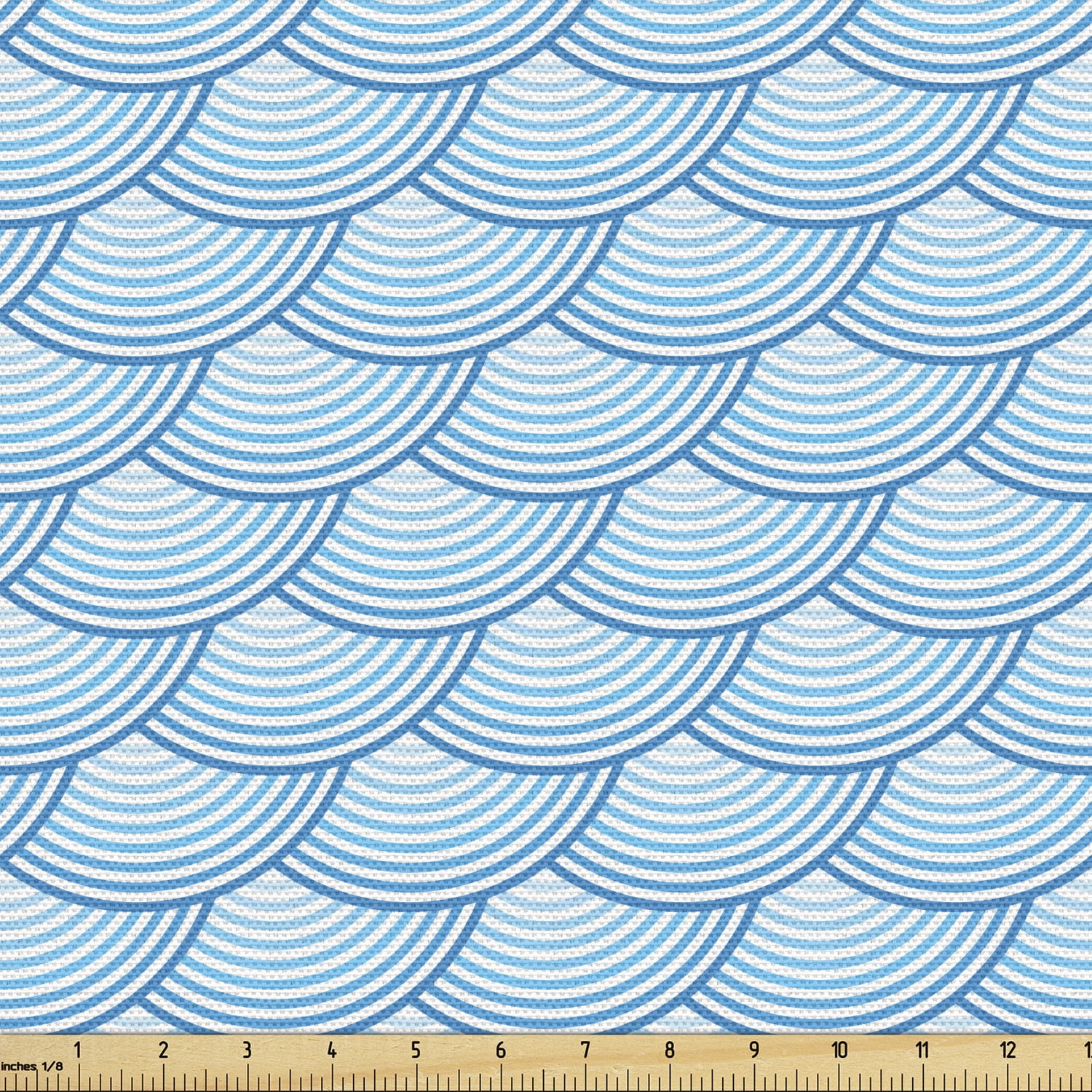Ambesonne Fish Scale Fabric by the Yard Upholstery, Retro Blue Ombre, 1 ...