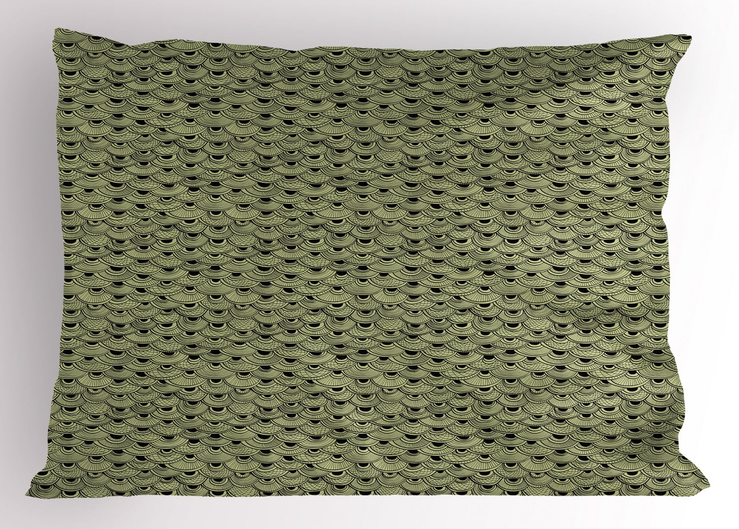 Ambesonne Fish Scale Pillow Sham, Boho Curves, 26" X 20", Black and ...