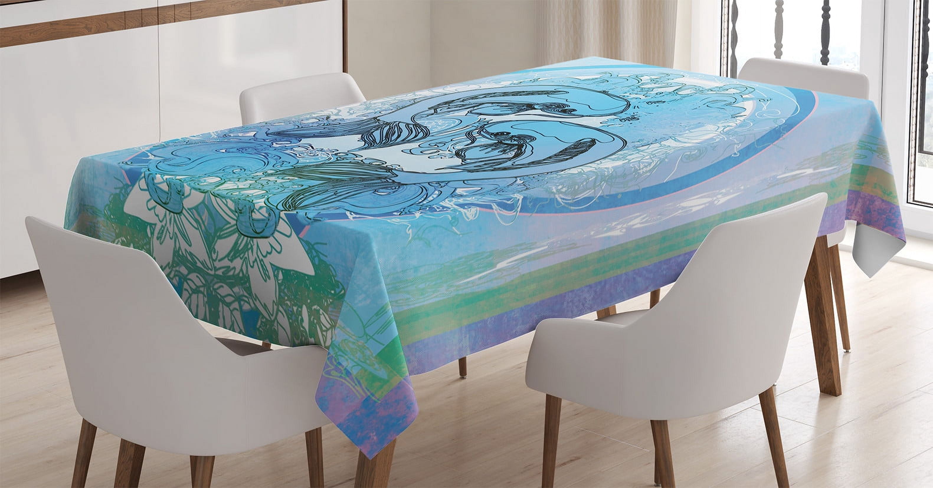 Ambesonne Fish Tablecloth Rectangular Table Cover, Japanese Koi on Sea ...