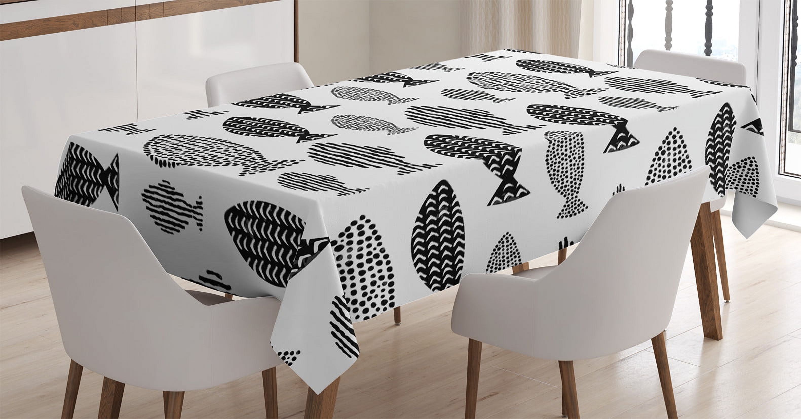 Ambesonne Fish Tablecloth Rectangular Table Cover, Sea Animals Black ...