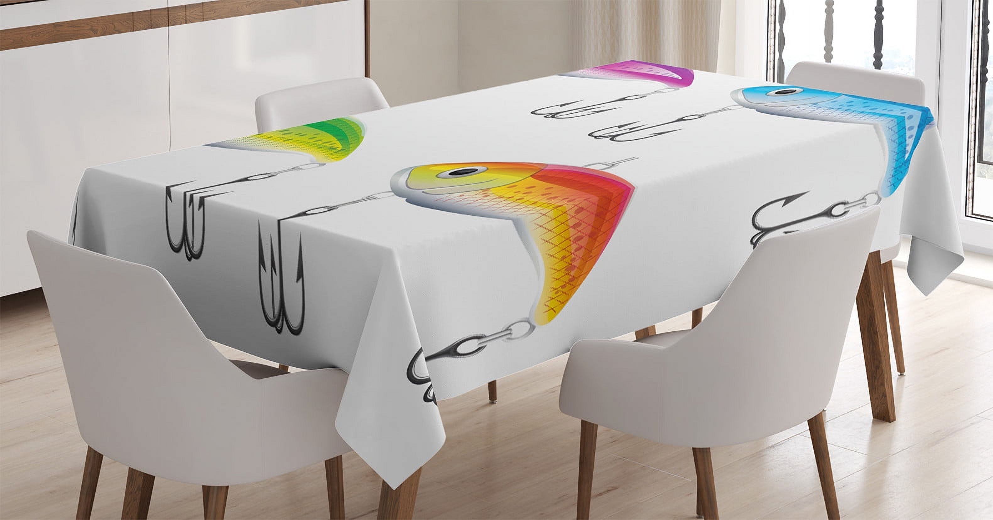 Ambesonne Fish Tablecloth Rectangular Table Cover, Sea Nautical Animals ...