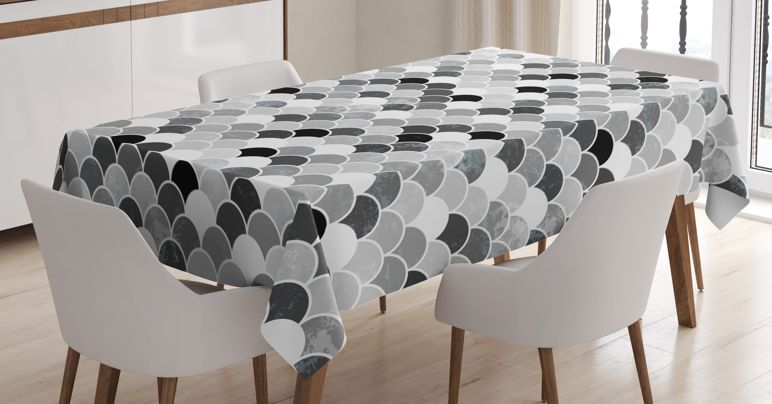 Ambesonne Fish Tablecloth Rectangular Table Cover, Squama Motif and ...