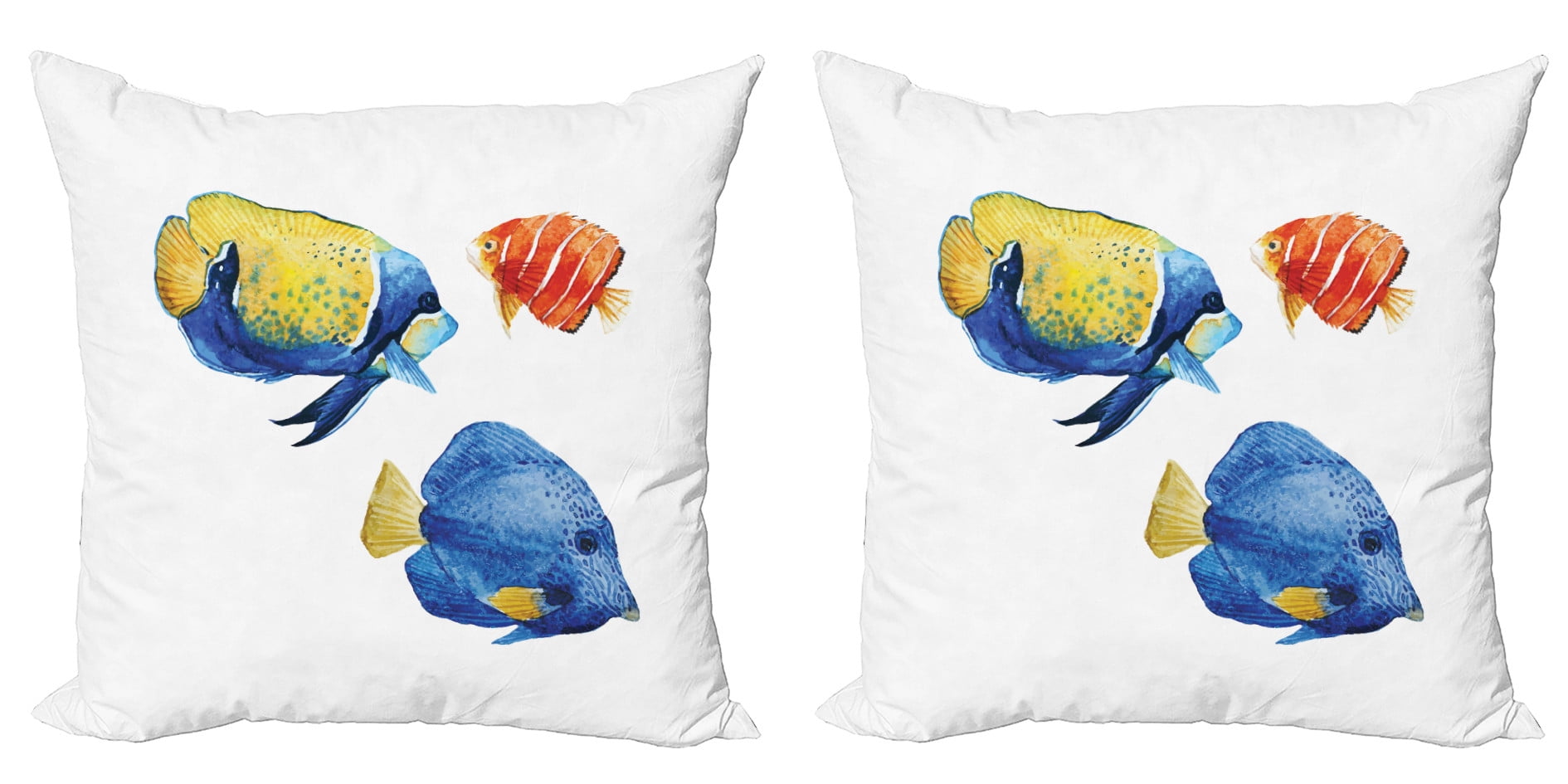 Ambesonne Fish Throw Pillow Cover 2 Pack, Tropic Accents Aquarium, 16 ...