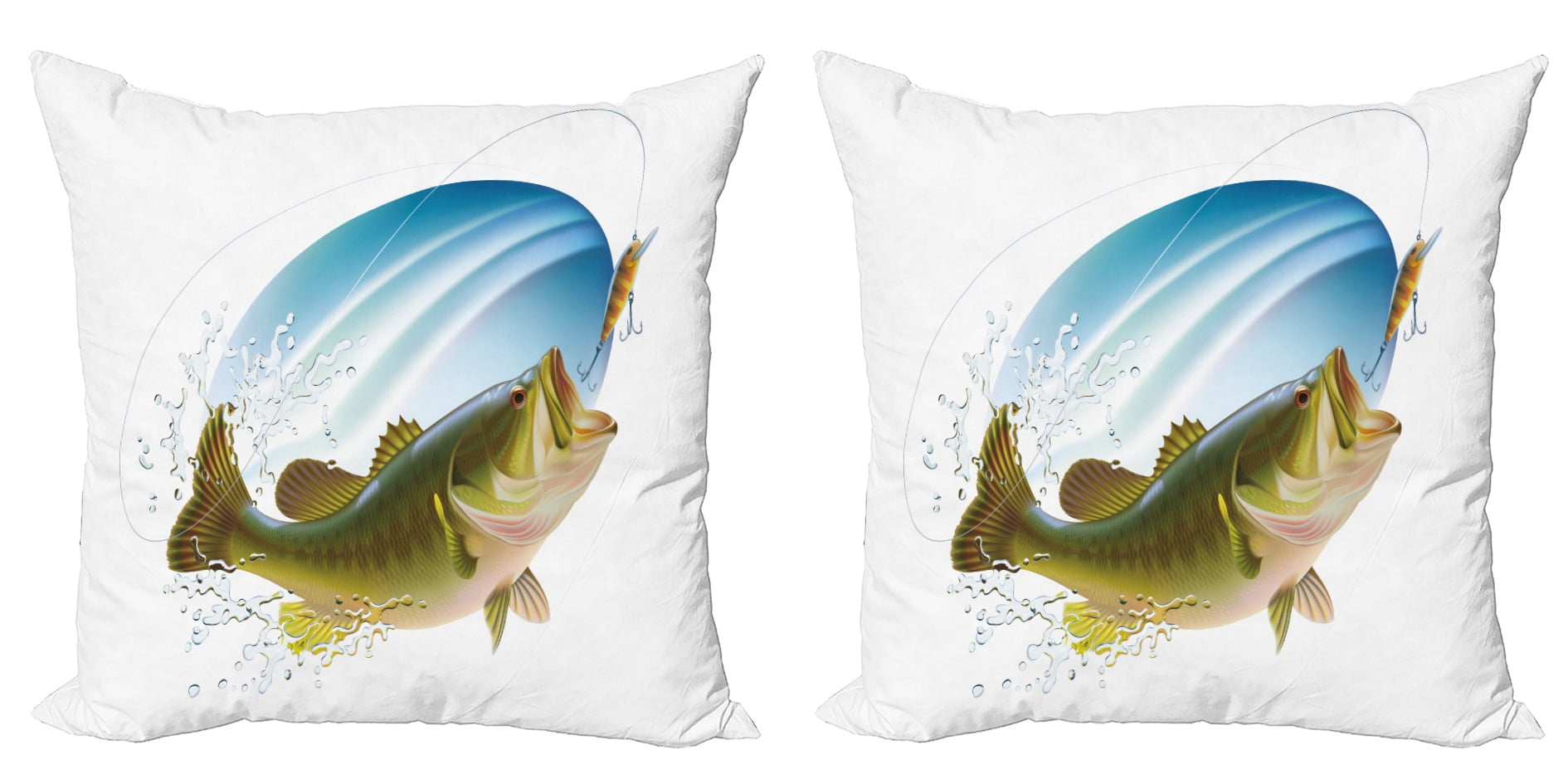 Ambesonne Fish Throw Pillow Cover 2 Pack, Wild Life in Nature Theme, 16 ...