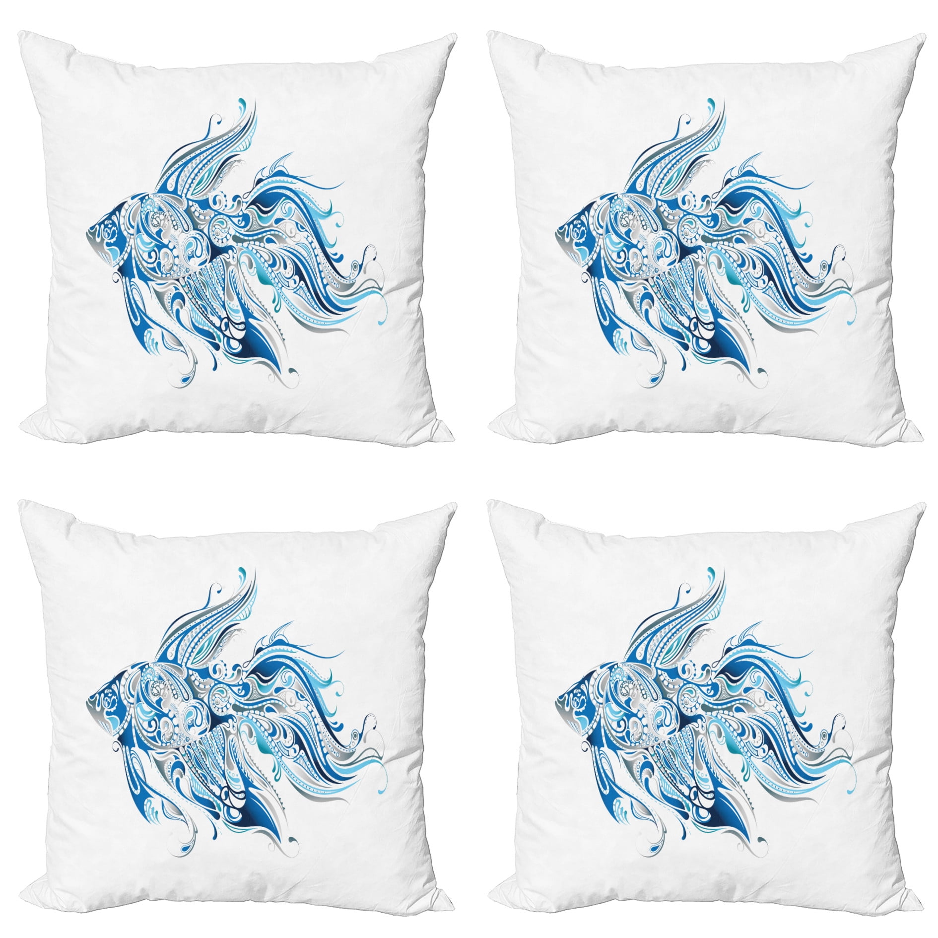Ambesonne Fish Throw Pillow Cover 4 Pack, Abstract Betta Splenden, 18 ...