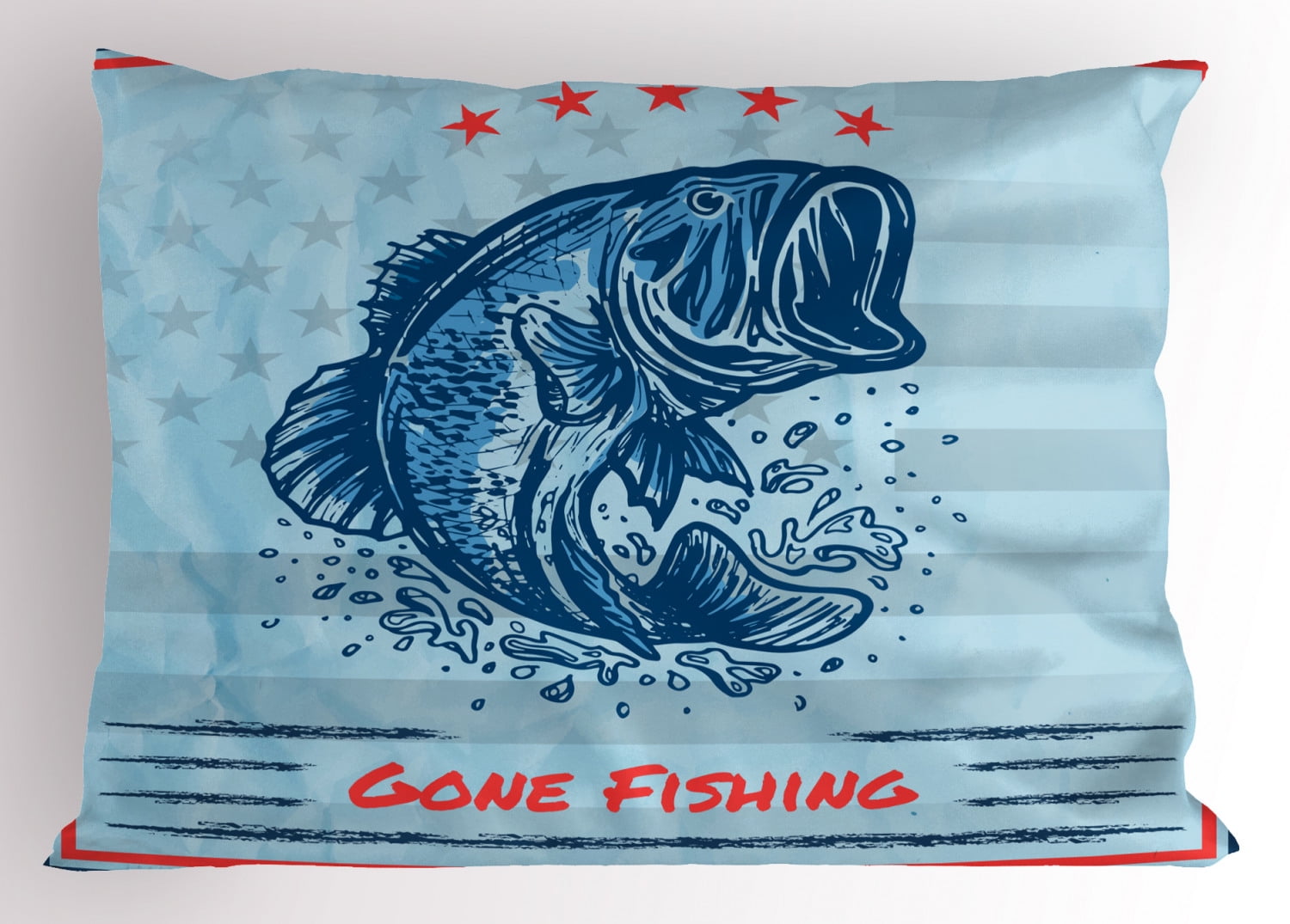 Ambesonne Fishing Theme Pillow Sham, Vintage Trout Fish, 26" X 20 ...