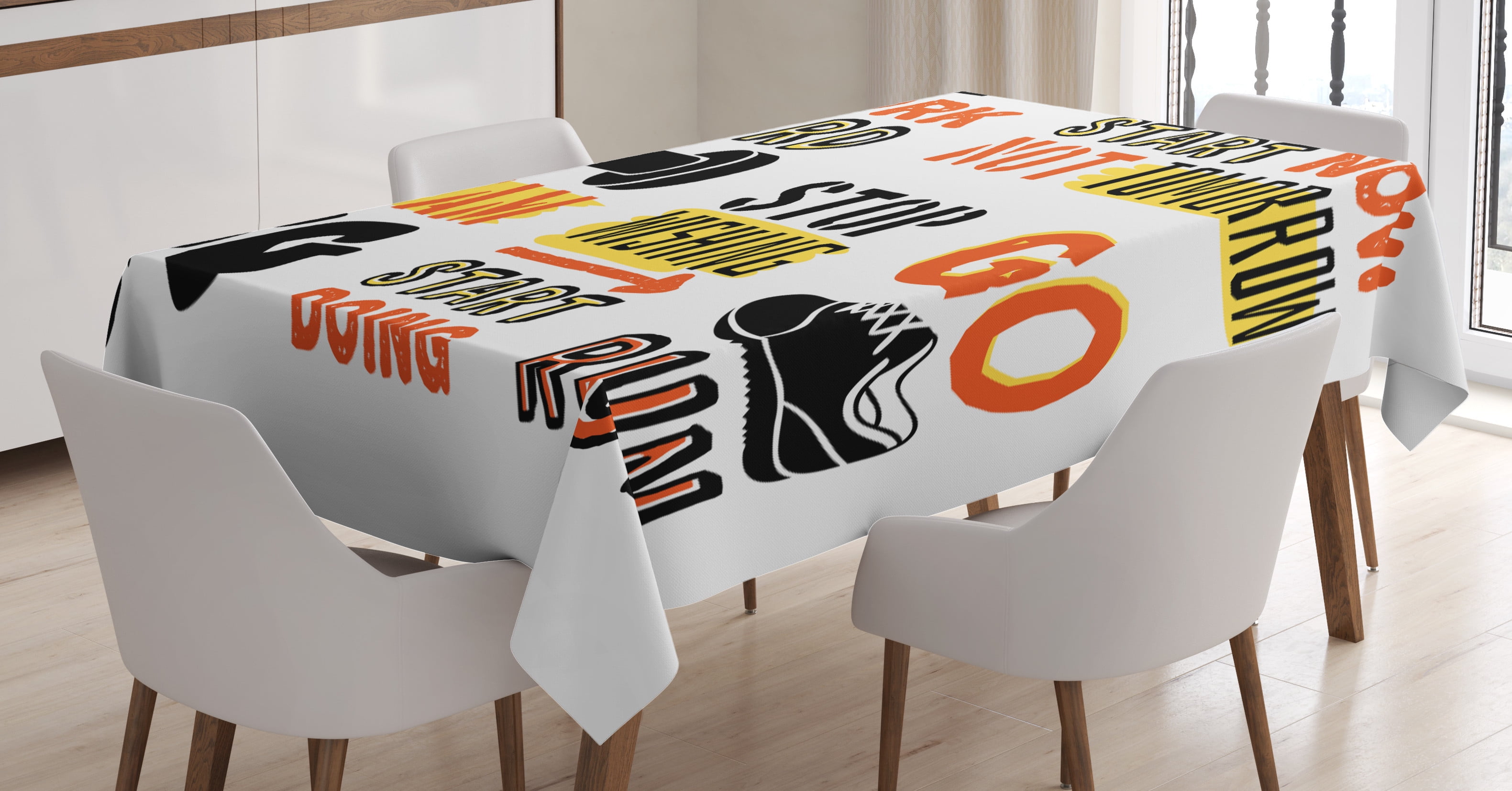 Ambesonne Fitness Tablecloth Rectangular Table Cover, Positive Words ...