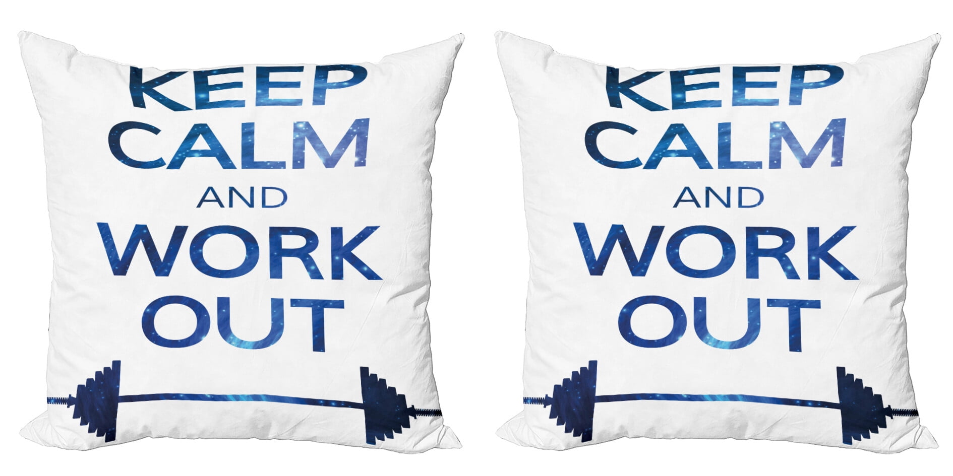 Ambesonne Fitness Throw Pillow Cover 2 Pack, Keep Calm and Work, 18 ...