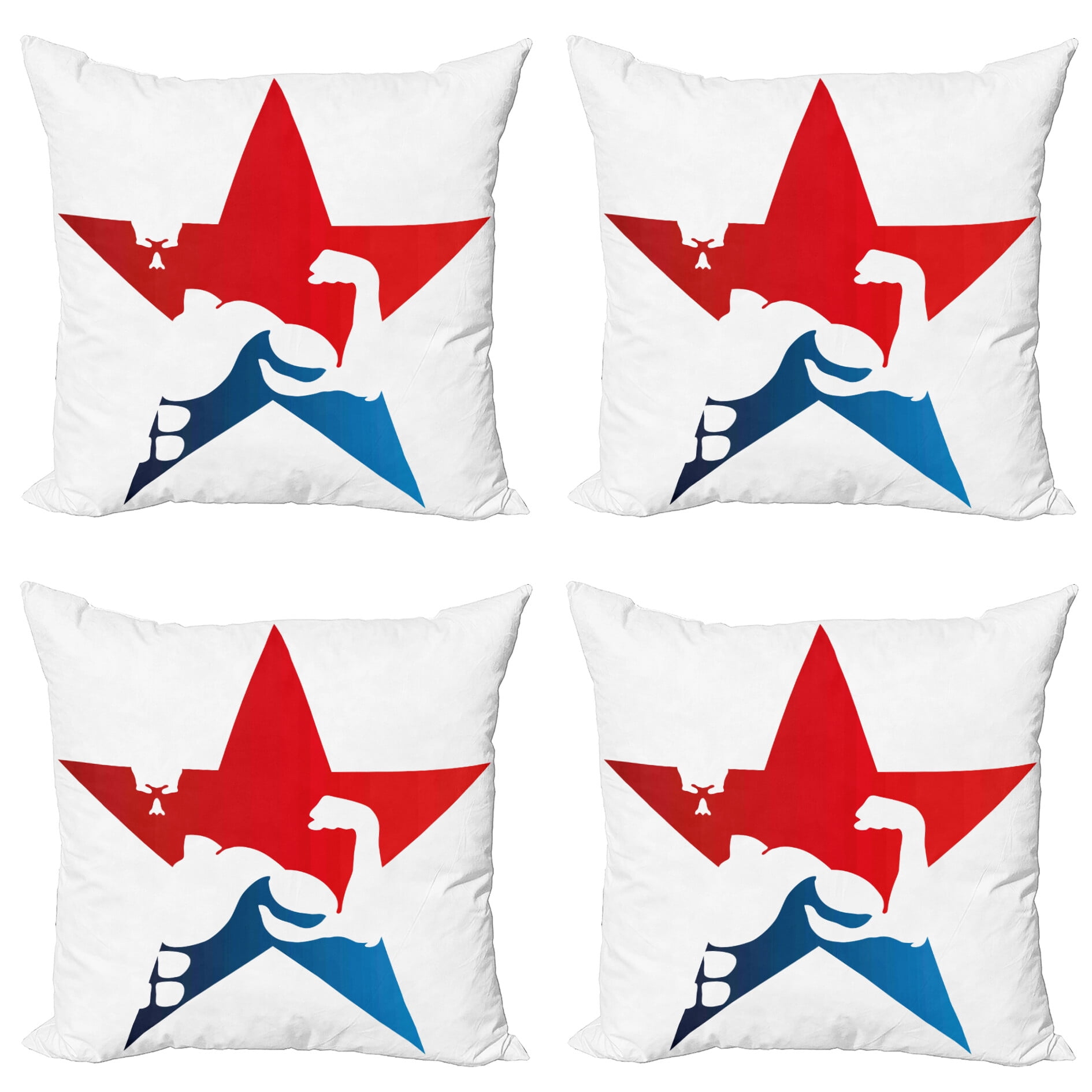 Ambesonne Fitness Throw Pillow Cover 4 Pack, Athlete Silhouette Star ...