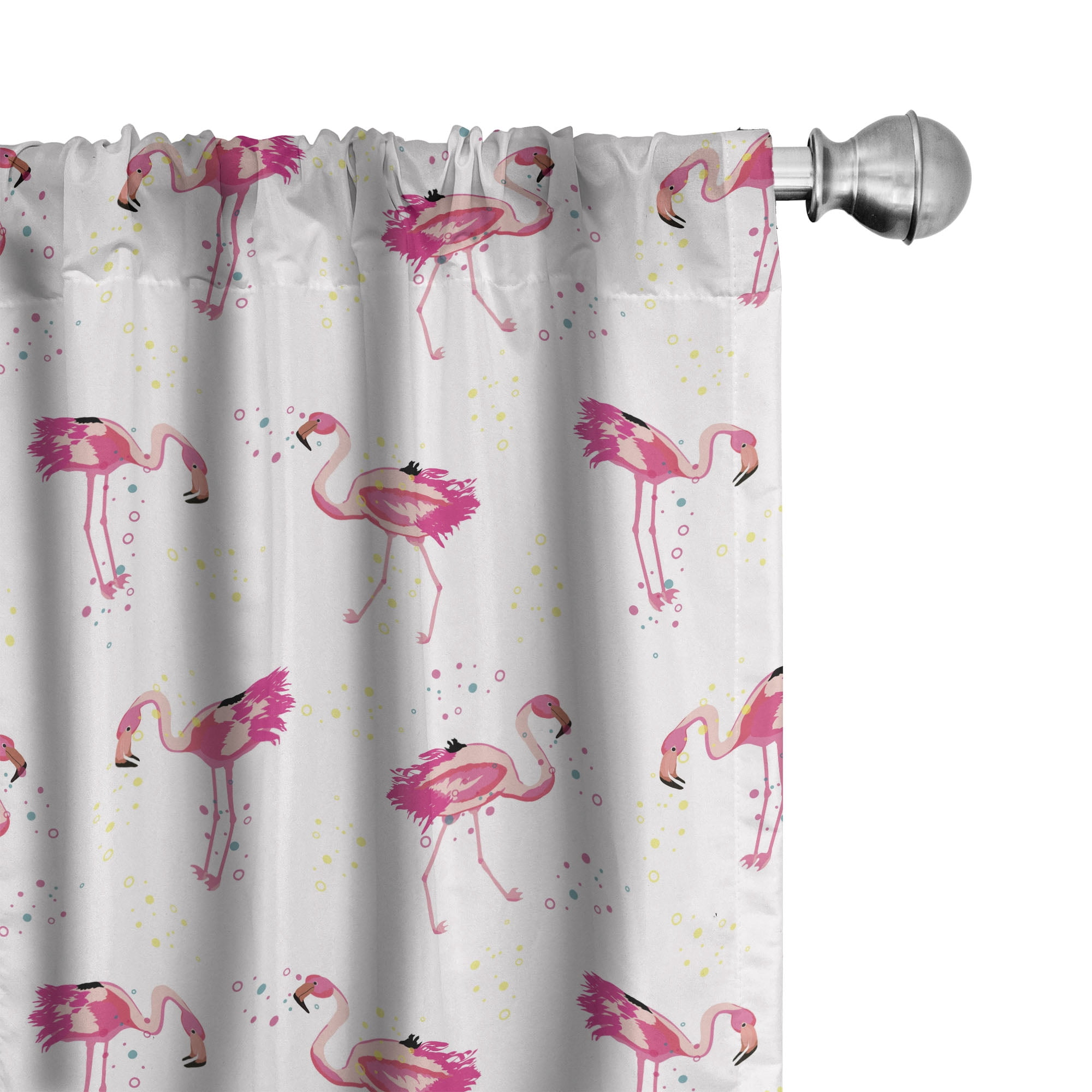 Ambesonne Flamingo Curtains, Tropic Birds and Spots, Pair of 28"x84 ...