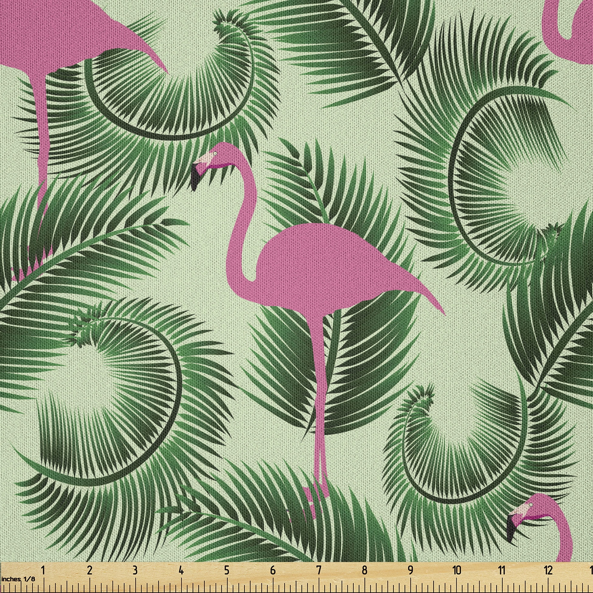Ambesonne Flamingo Fabric by the Yard Microfiber, Summer Tropical Bird ...