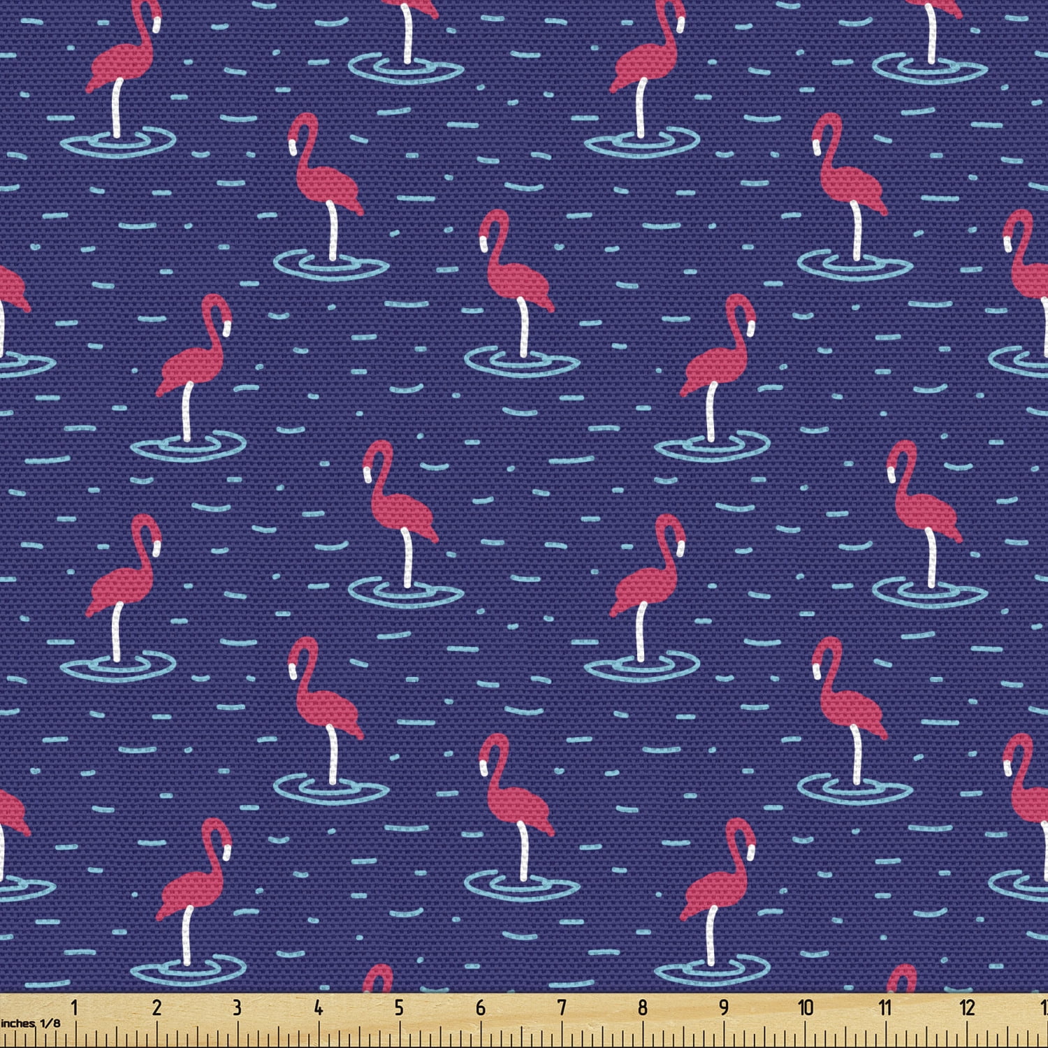 Ambesonne Flamingo Fabric by the Yard Upholstery, Wavy Lake Birds, 5 ...
