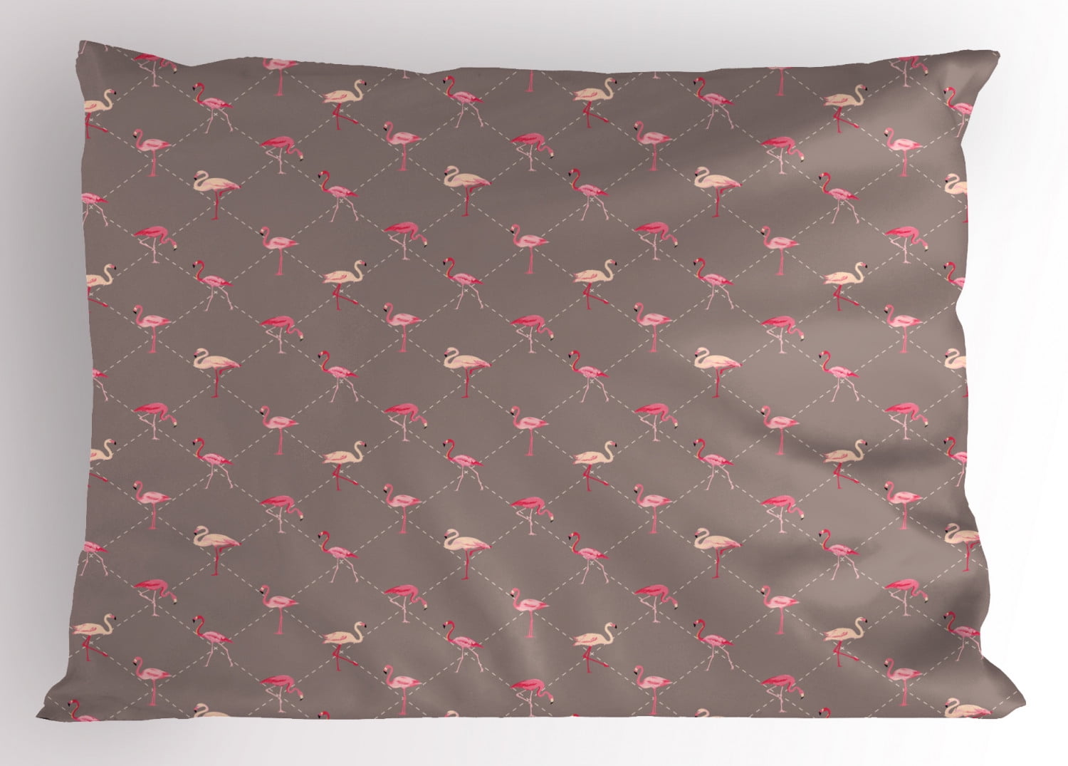Ambesonne Flamingo Pillow Sham, Exotic Birds Checkered, 26" X 20", Warm ...